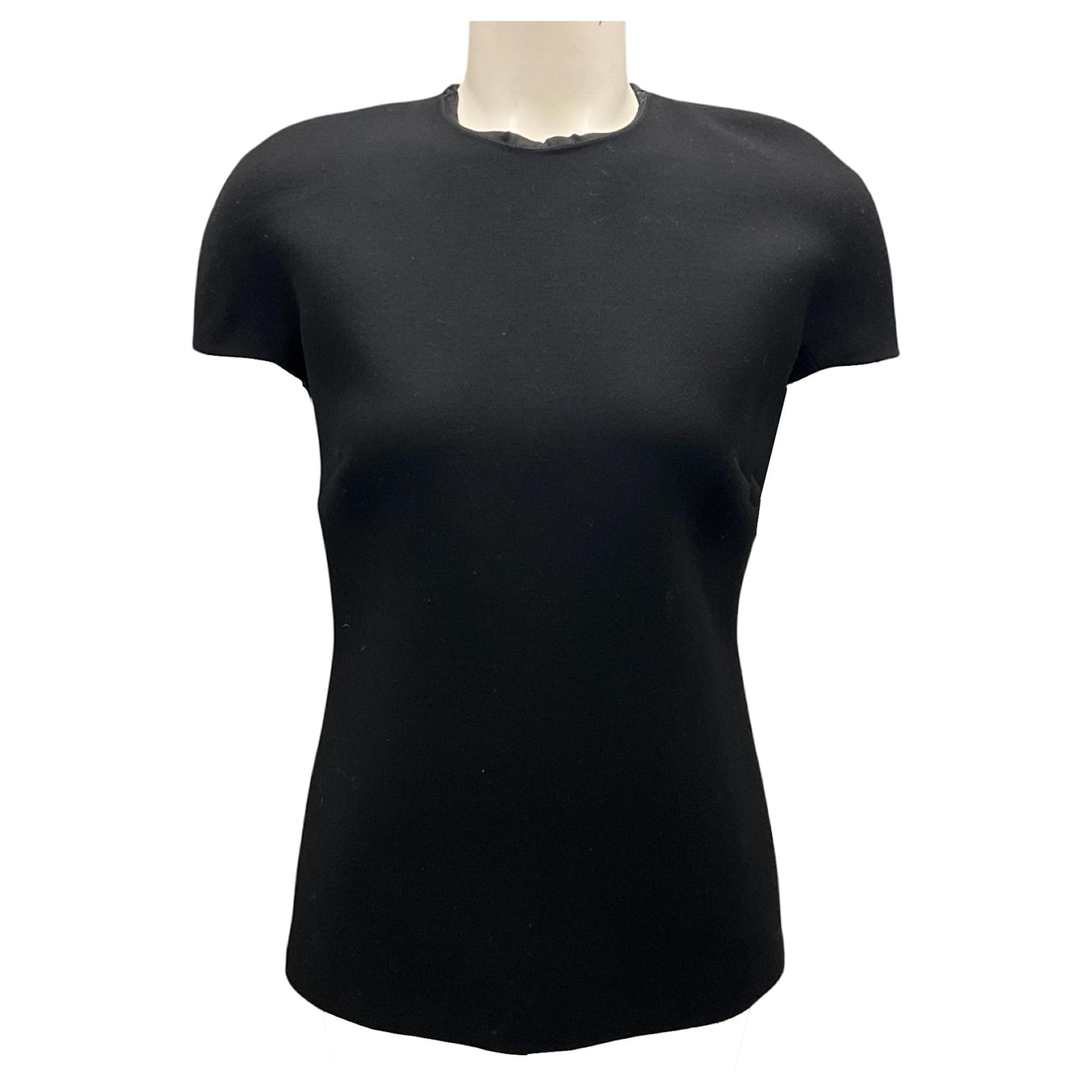 Bottega Veneta Black Cap Sleeved Zip-Back Wool Top ref.1791972 - Joli ...
