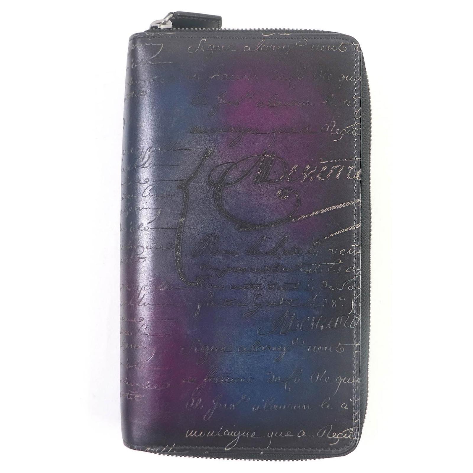 Berluti Tari Scritto Calligraphy Leather Purse Purple ref.1792539 ...