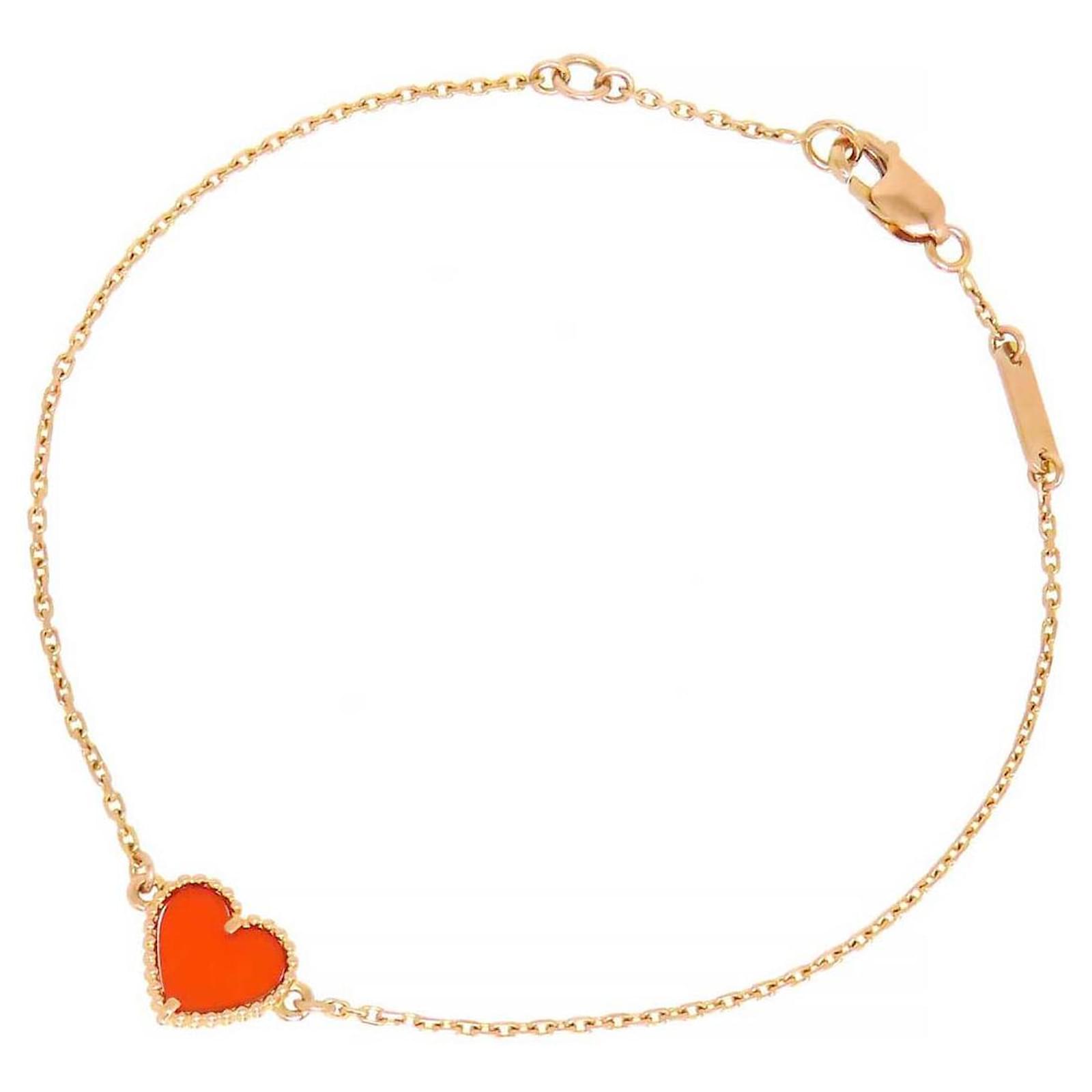 Van Cleef & Arpels Carnelian Heart Bracelet Golden Metal ref.1801982 ...