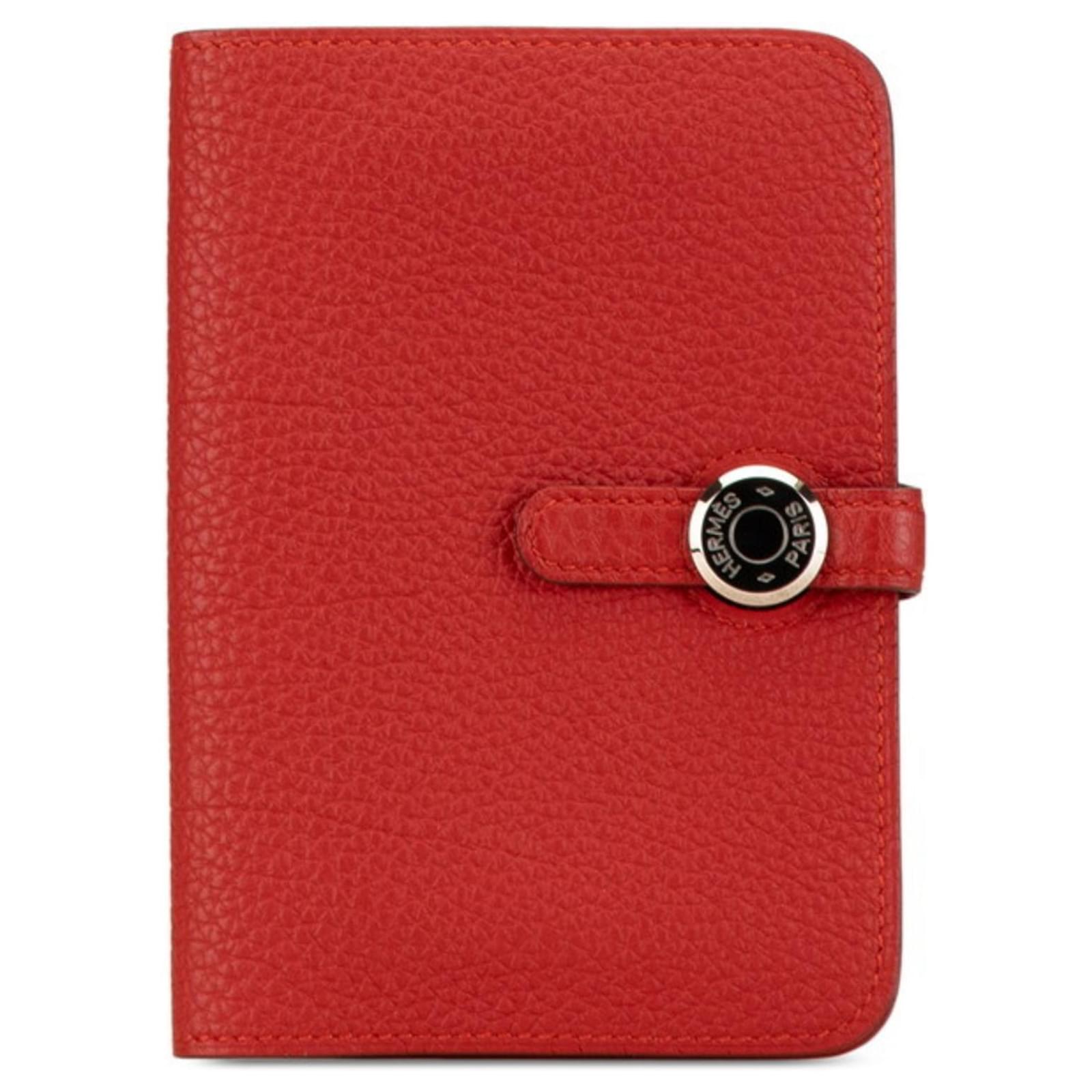Hermès Hermes Dogon Bi-fold Wallet in Rouge Garance Red Leather ref ...
