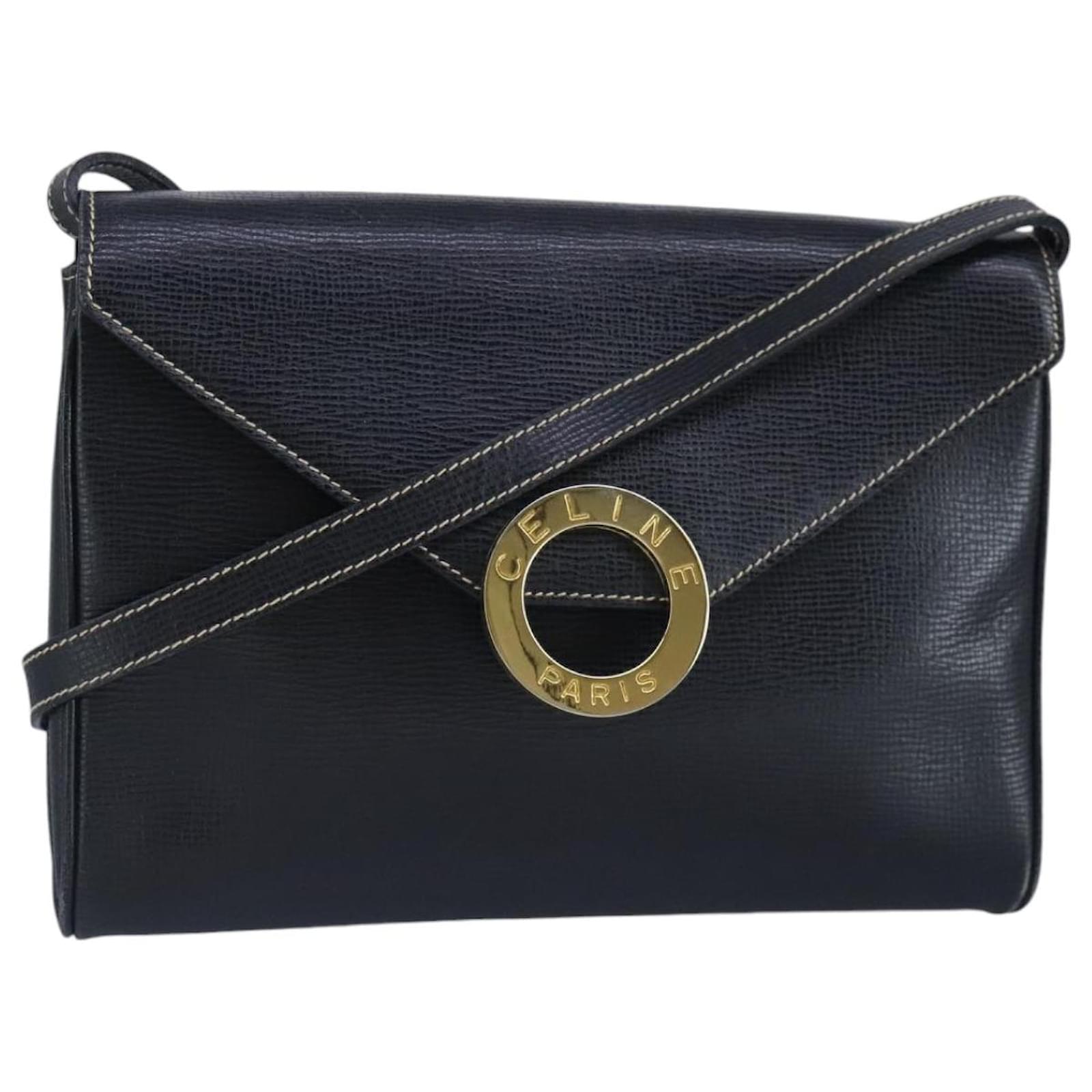 Céline Logo du cercle Black Leather ref.1823326 - Joli Closet