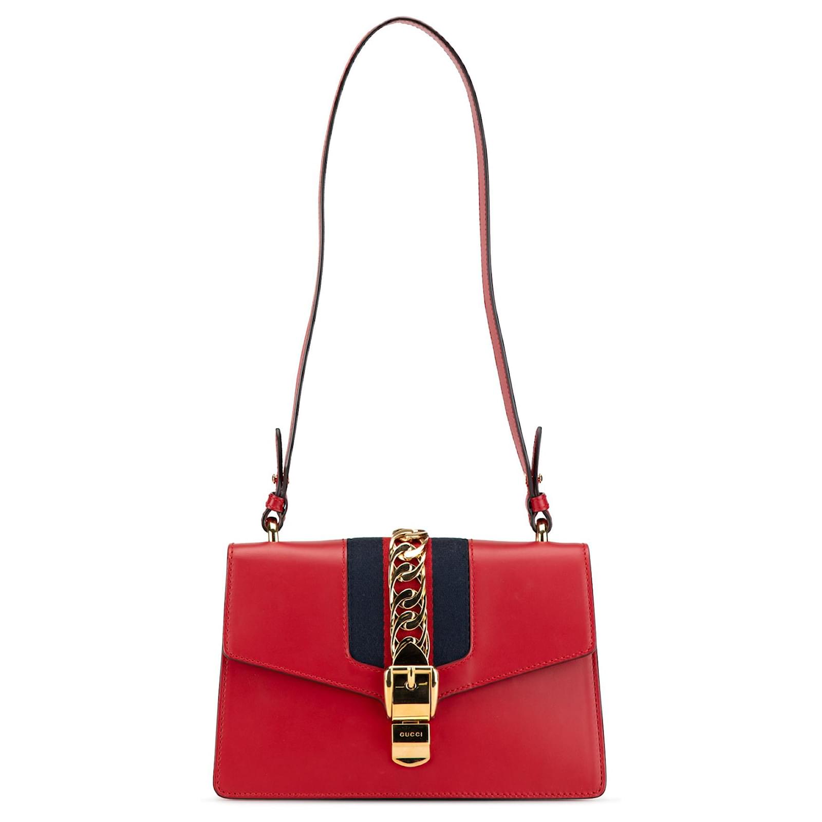 Red Gucci Small Leather Sylvie Satchel ref.1824250 - Joli Closet