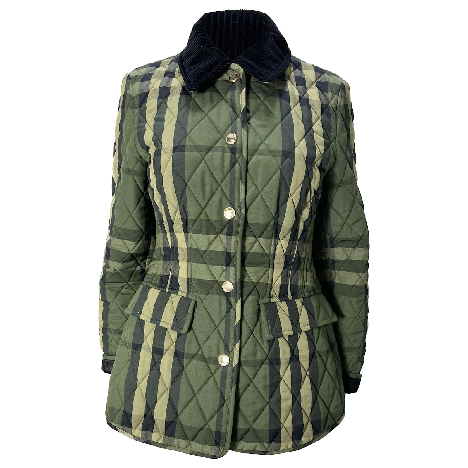 Burberry Check Diamond Quilted Jacket in Green Polyester ref.1824392 ...