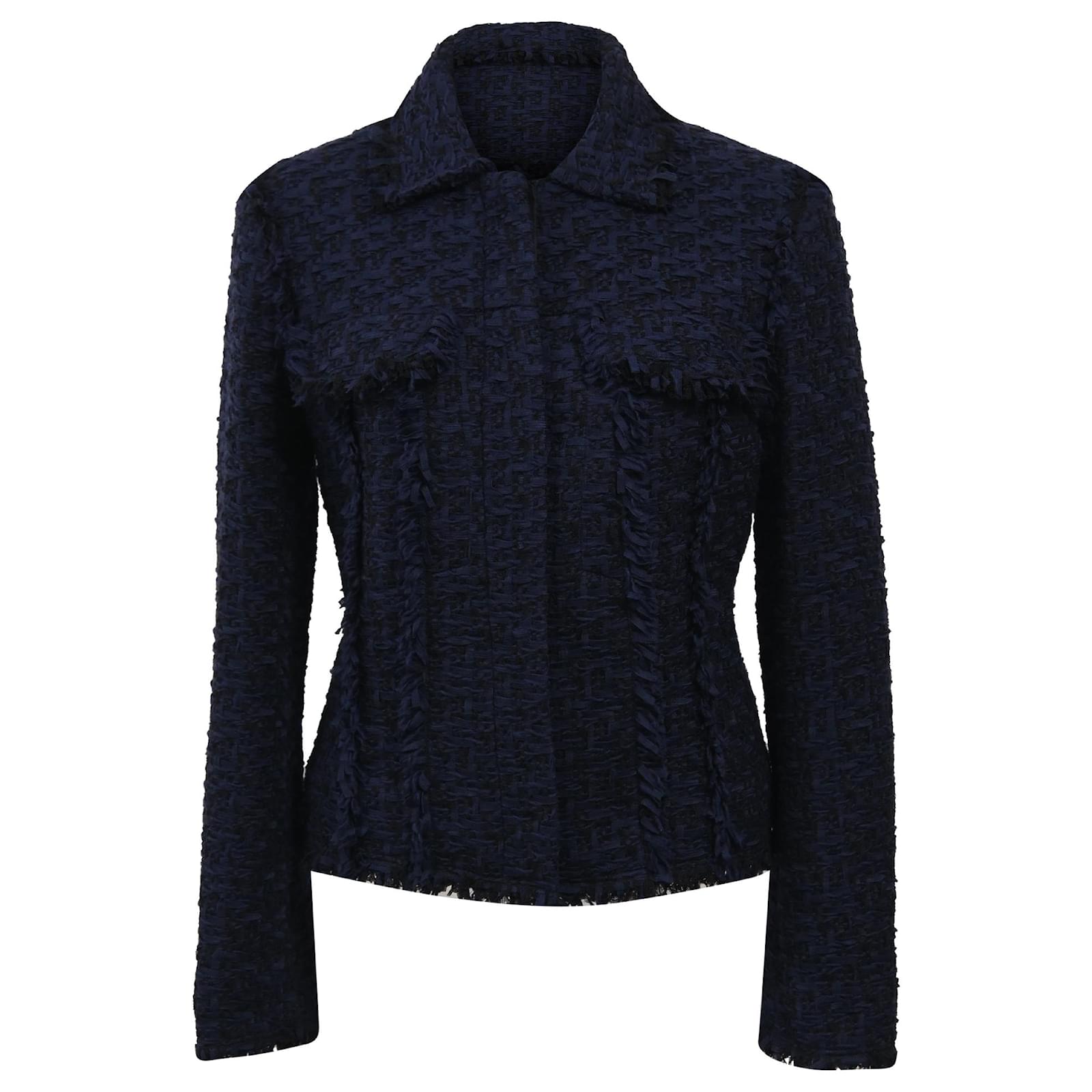 Nina Ricci Buttoned Jacket in Wool Tweed Blue Navy blue ref.1824453 ...