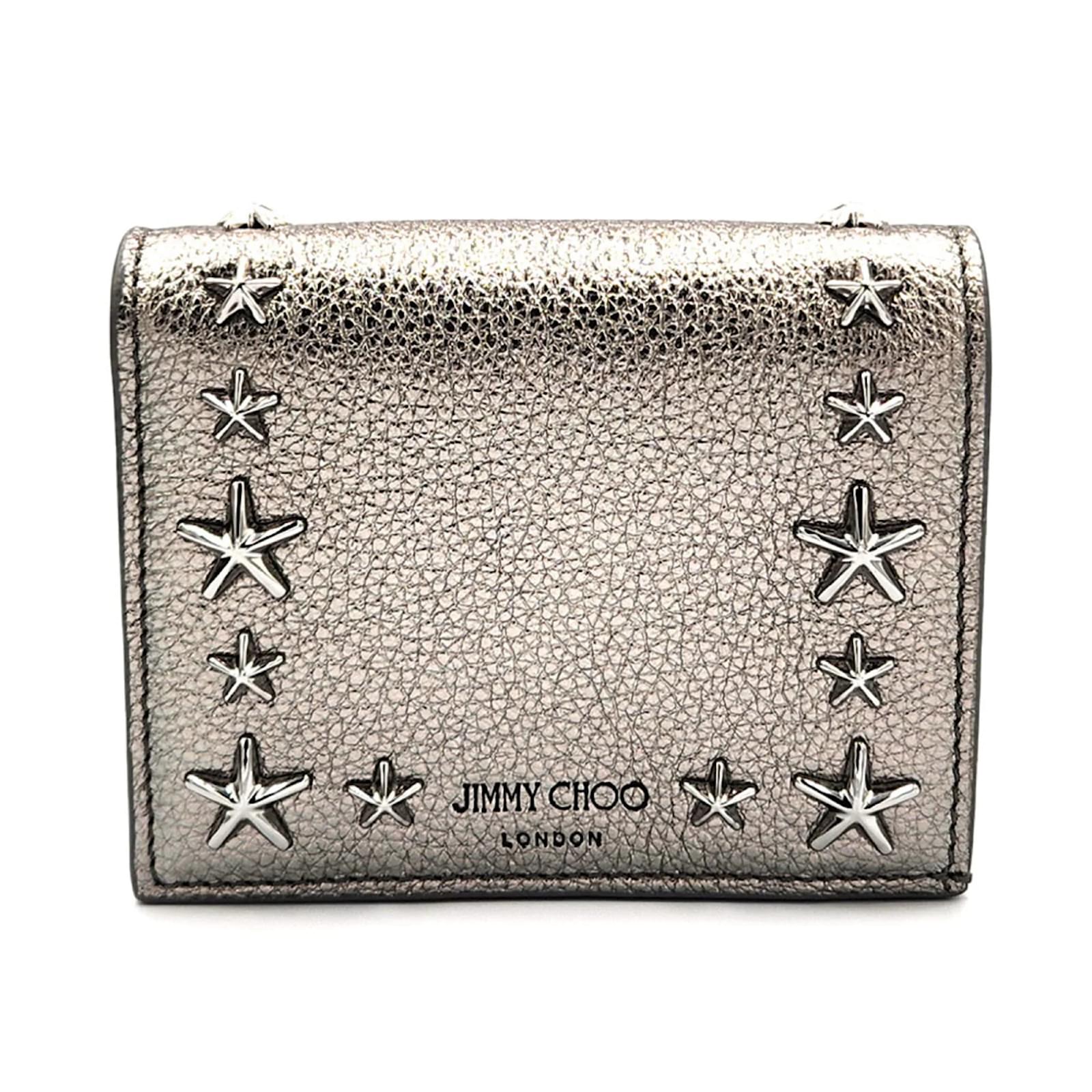 Jimmy Choo Star Studs Compact Wallet Silvery Leather ref.1824579 - Joli ...