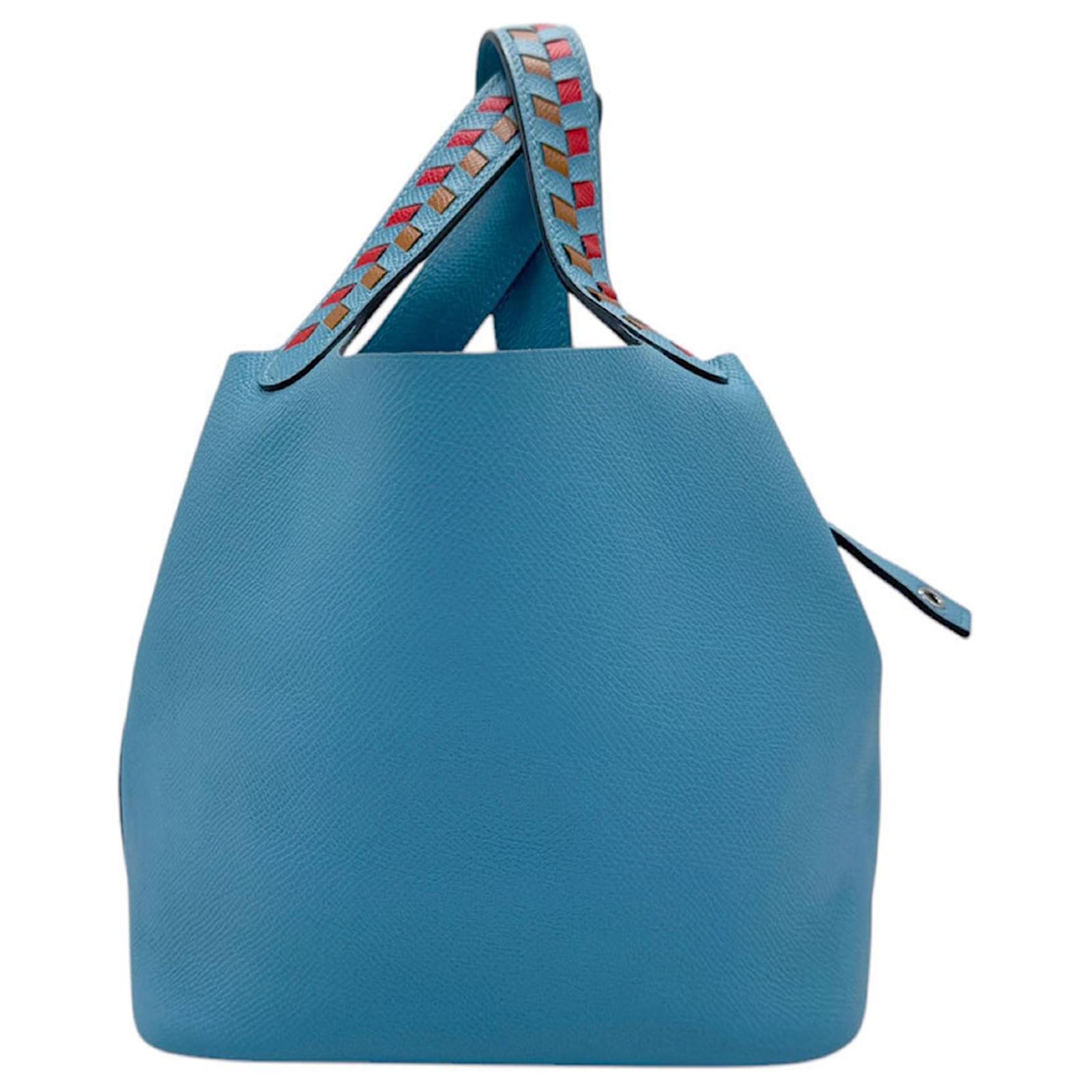 Hermès Hermes Handbag Picotin Lock PM Traceage Blue Leather ref.1826516 ...