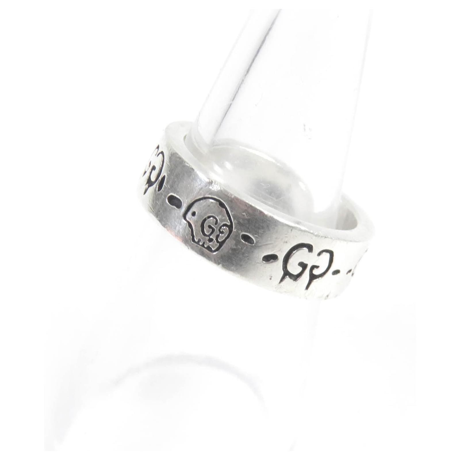 Gucci AG925 GG Logo Skull Ring Silber