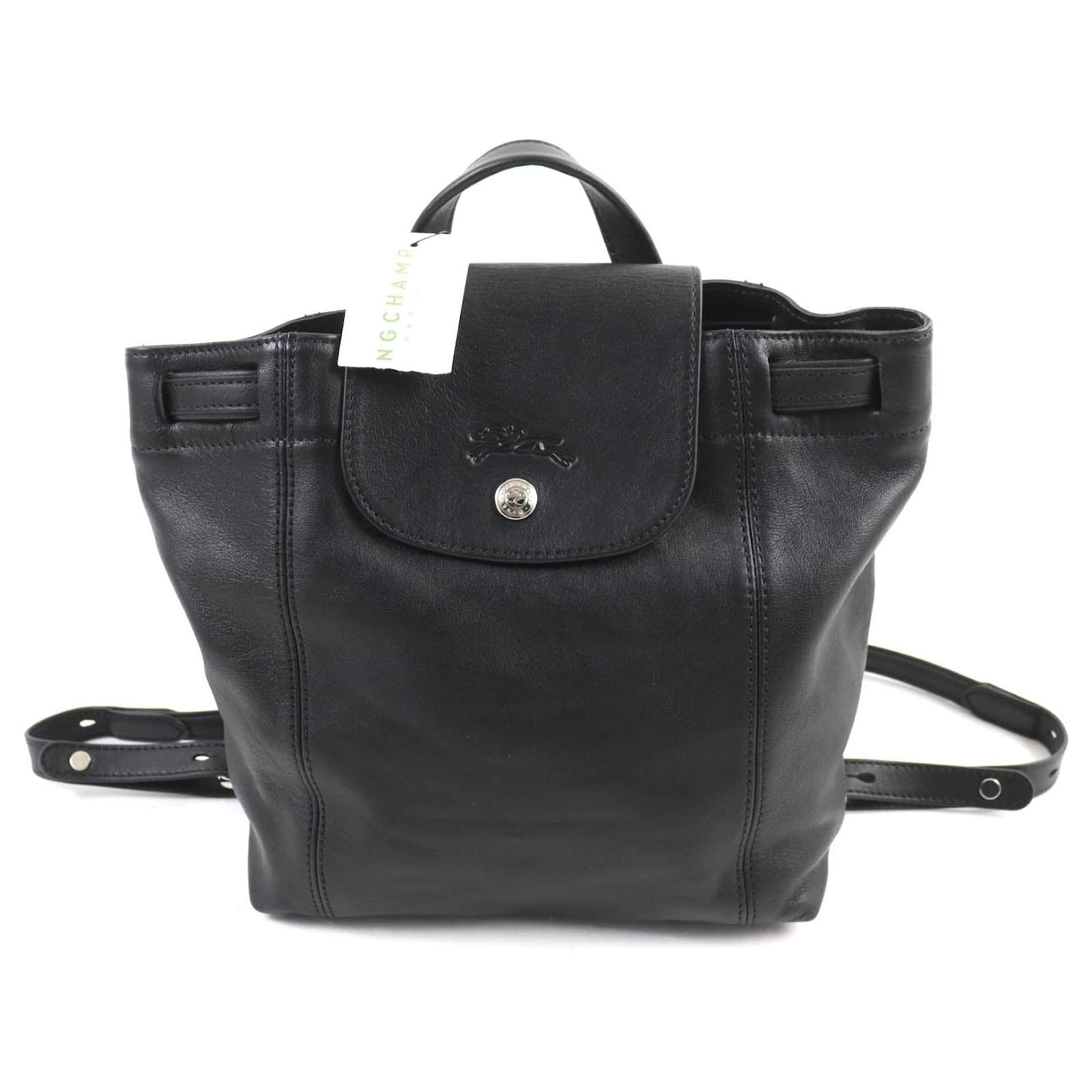 Longchamp Le Pliage Cuir Leather Backpack Black ref.1828276 - Joli Closet