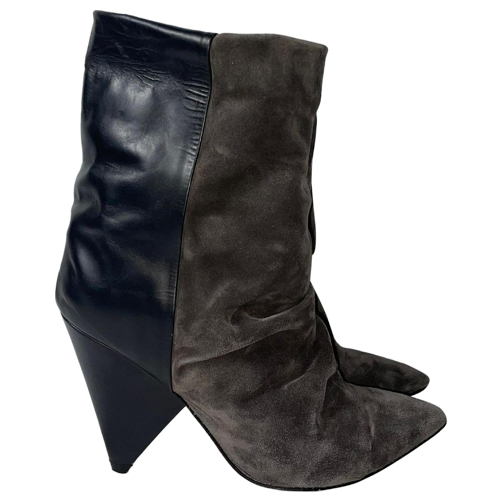 Isabel Marant Andrew Ankle Boots in Grey Suede and Leather ref.1830902 ...