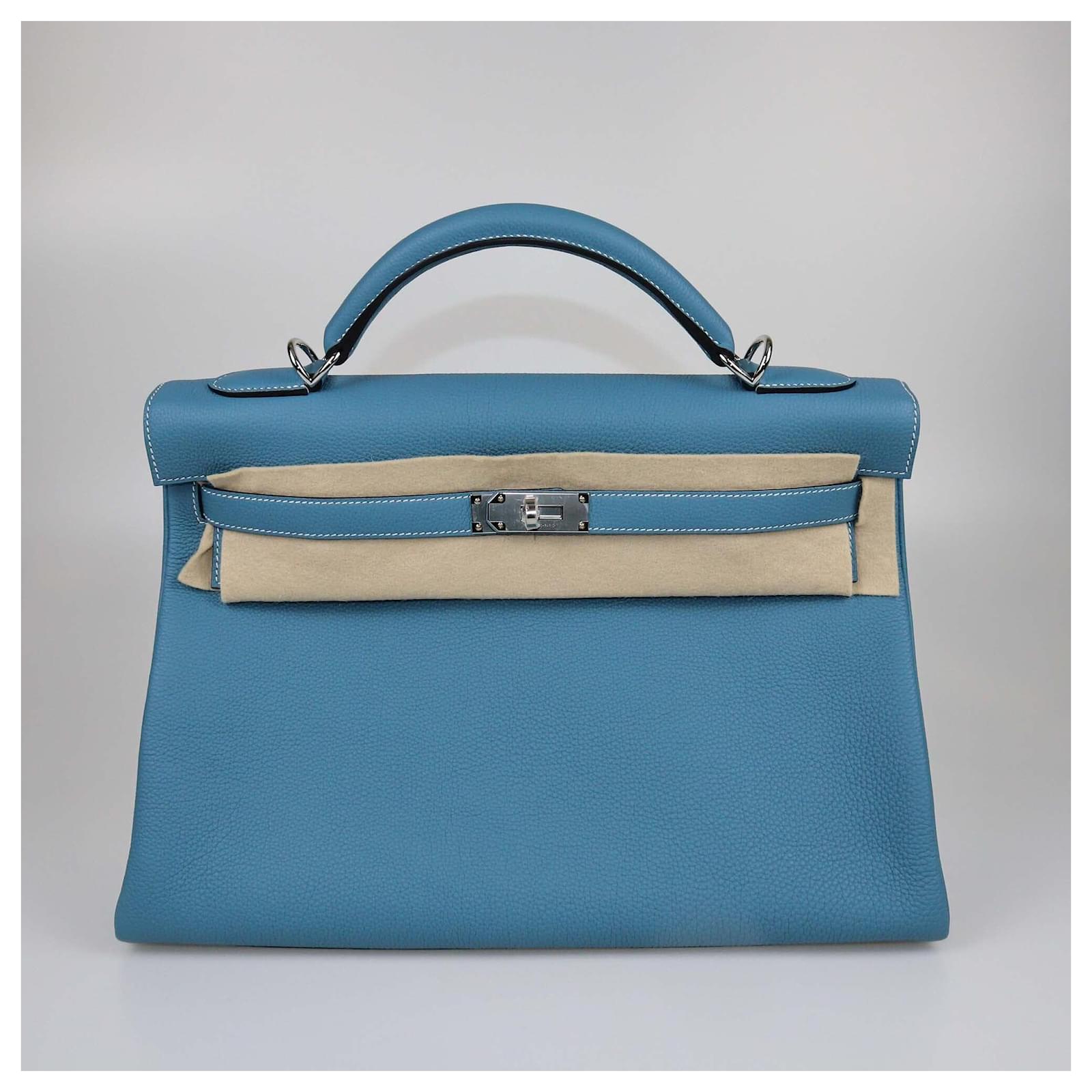 Hermès Hermes Bleu Jean Togo Maxi Kelly 42 PHW Leather ref.1834624 ...