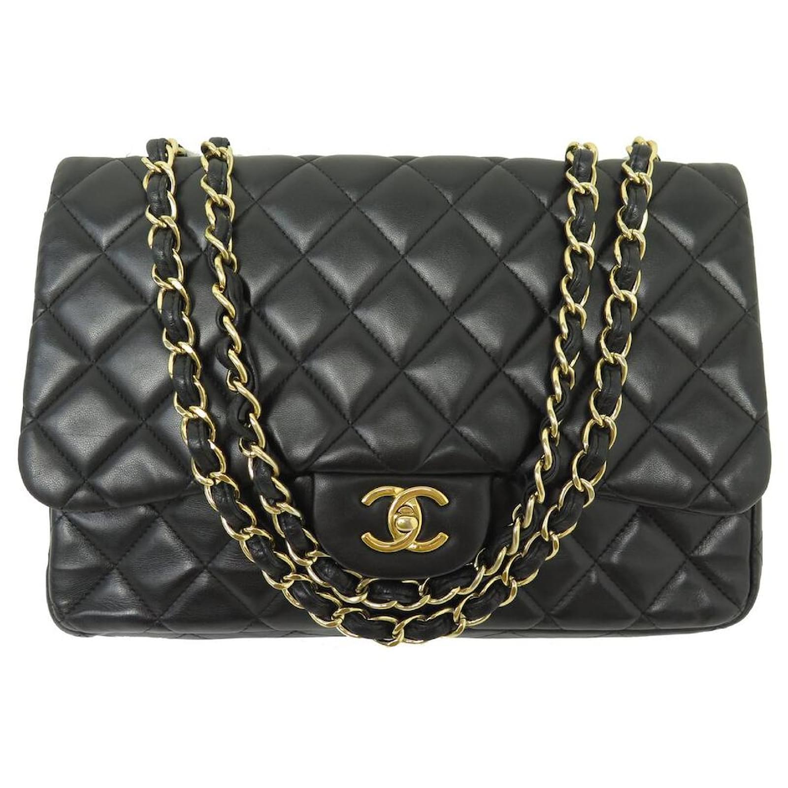 CHANEL TIMELESS JUMBO 11.12 SIMPLE FLAP SHOULDER BAG Black Leather ref ...