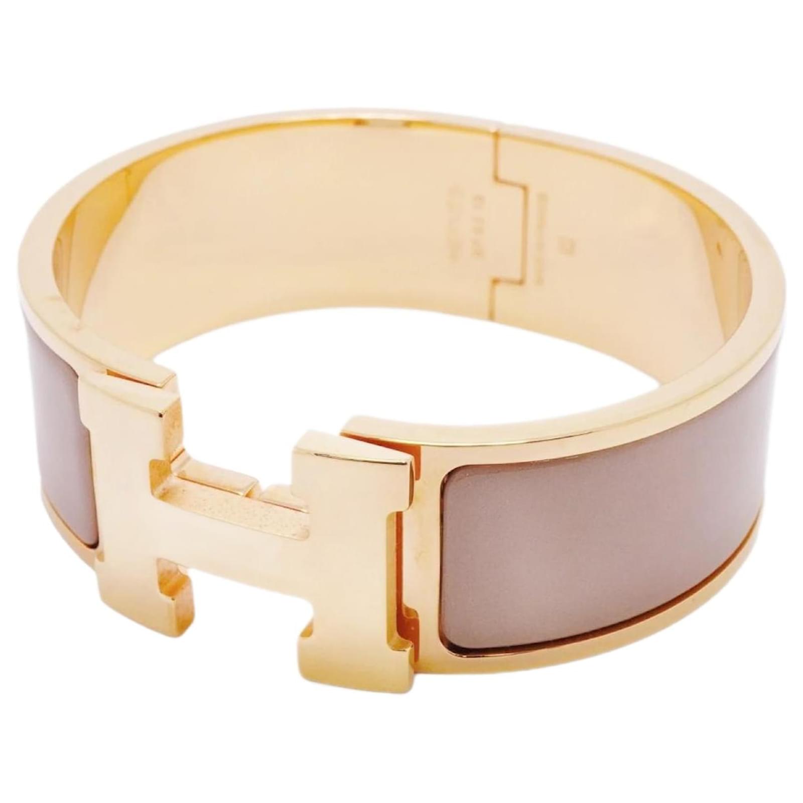 Hermès Hermes Bangle Click Clack PM GM GP Plated Beige Golden Gold ...