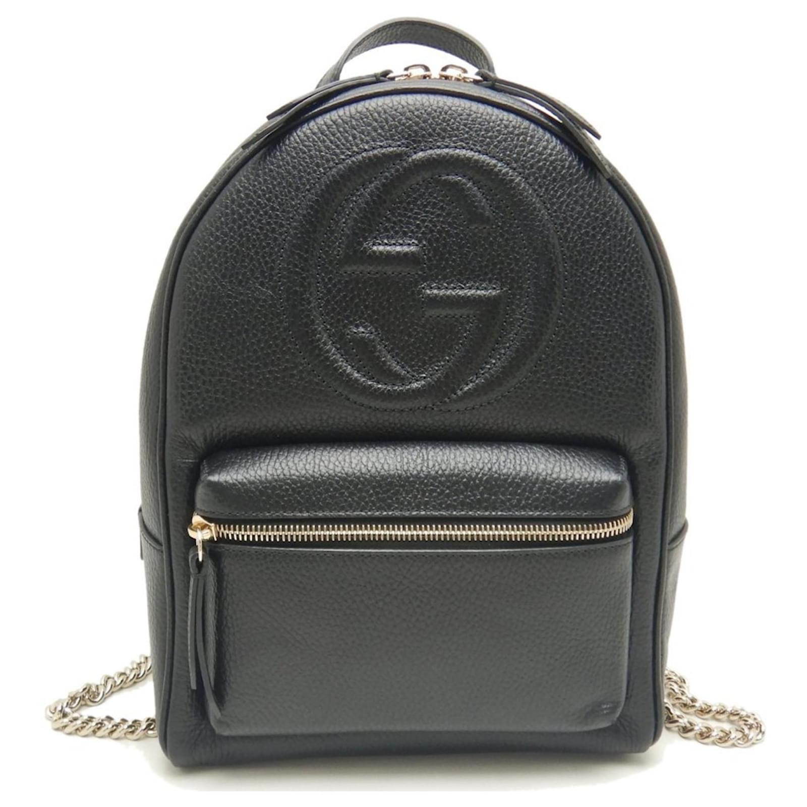 Gucci Soho Interlocking G Leather Backpack Black ref.1840668 - Joli Closet
