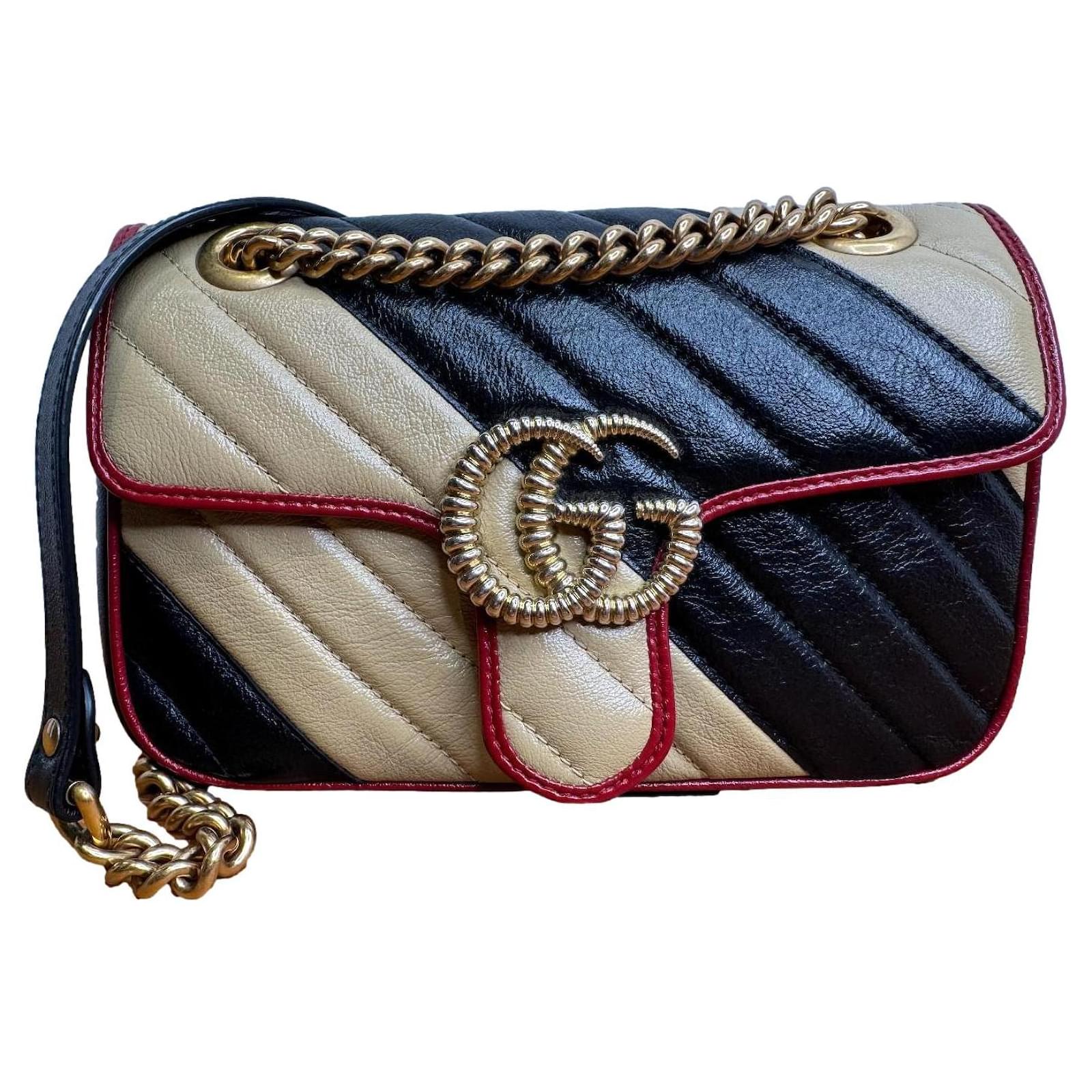 Gucci Marmont Flap Mini Multicolor Black Red Beige Gold hardware ...