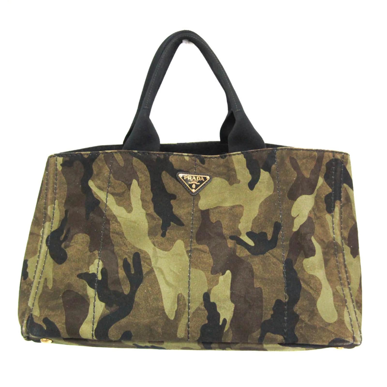 Tote Prada Canapa L Camouflage Pattern Handbag Khaki Cloth ref.1847490 ...