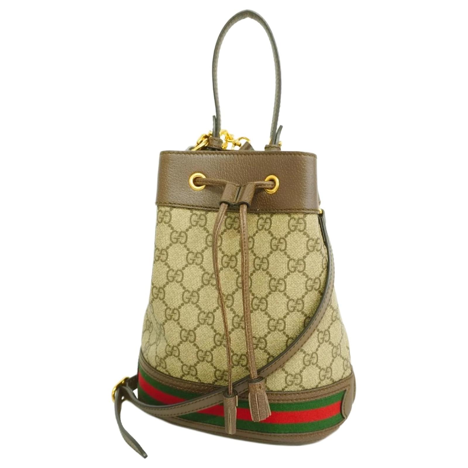 Gucci Handbag GG Supreme Sherry Line Brown Red Green Plastic ref ...