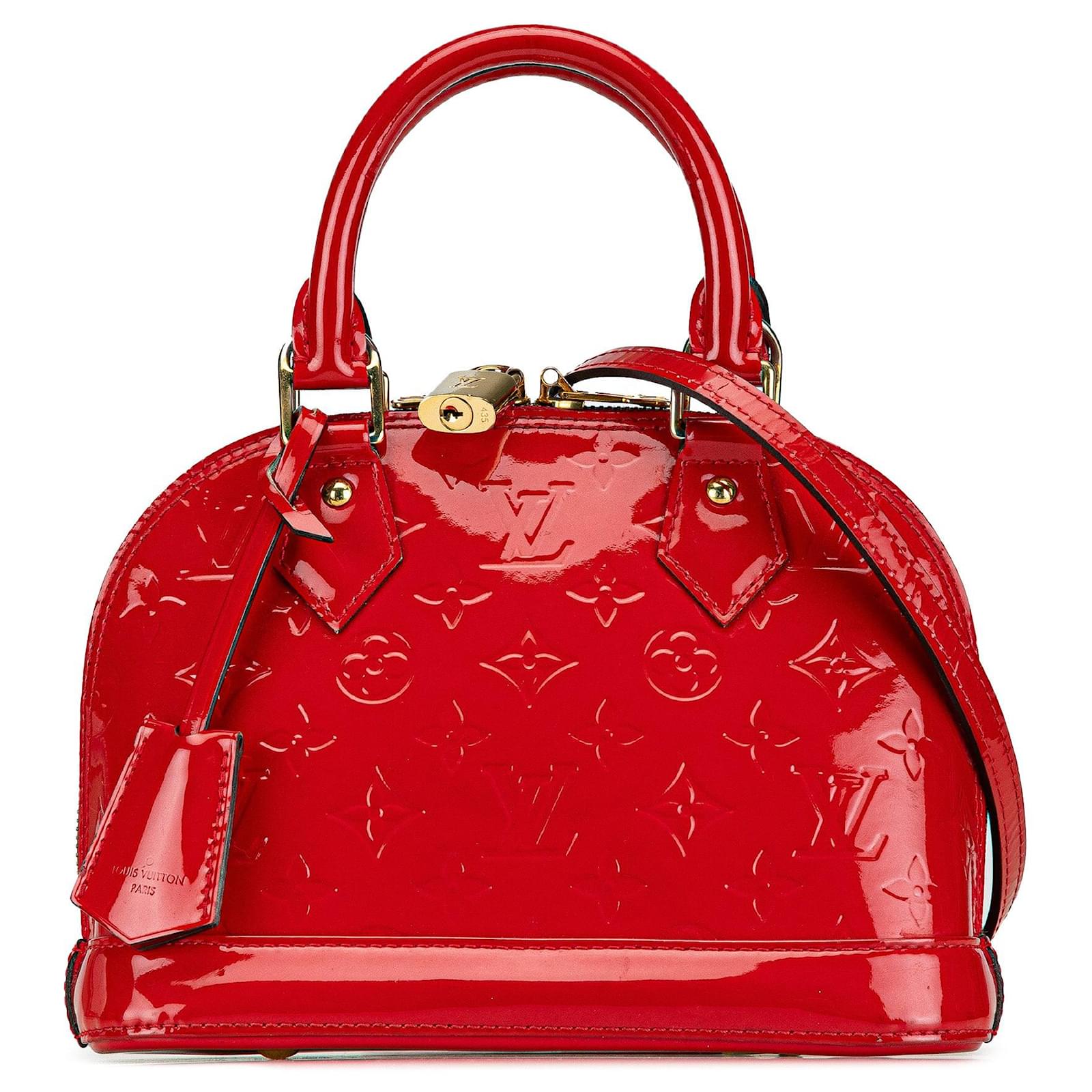 Red Louis Vuitton Monogram Vernis Alma BB Satchel Leather ref.1852584 ...