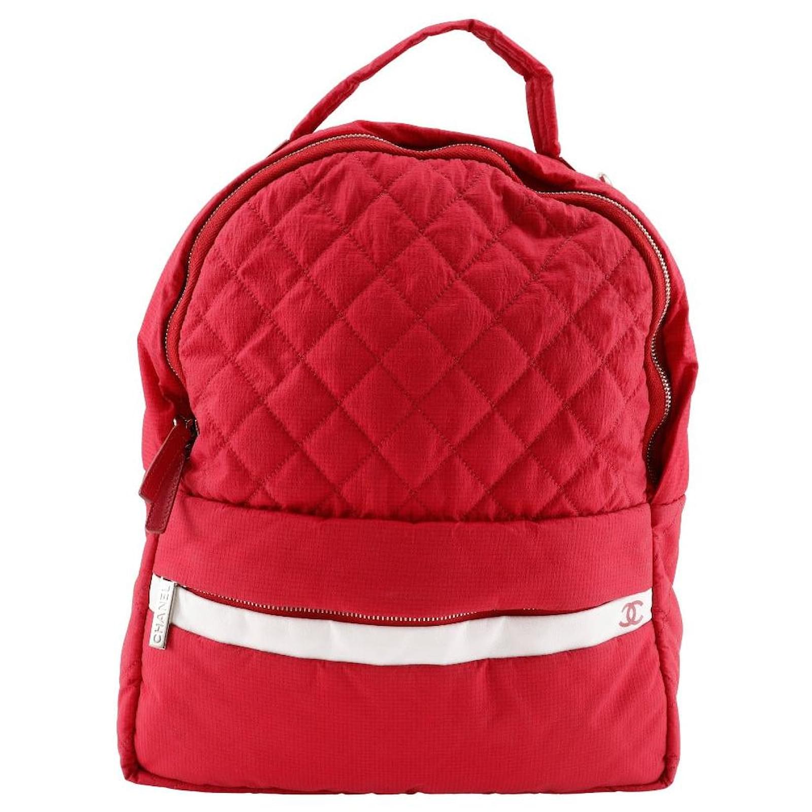 Chanel Nylon Coco Mark Backpack Red Cloth ref.1853203 - Joli Closet