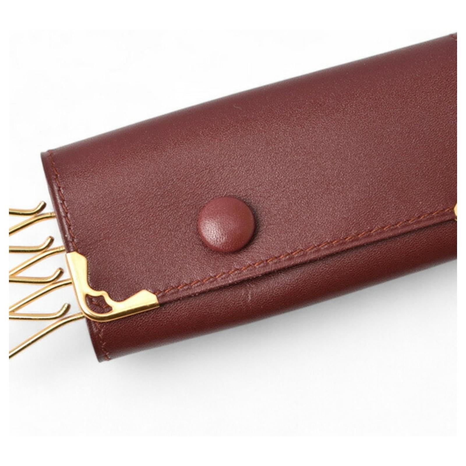 Cartier Bordeaux Leather Key Case Holder Dark red ref.1853613 - Joli Closet