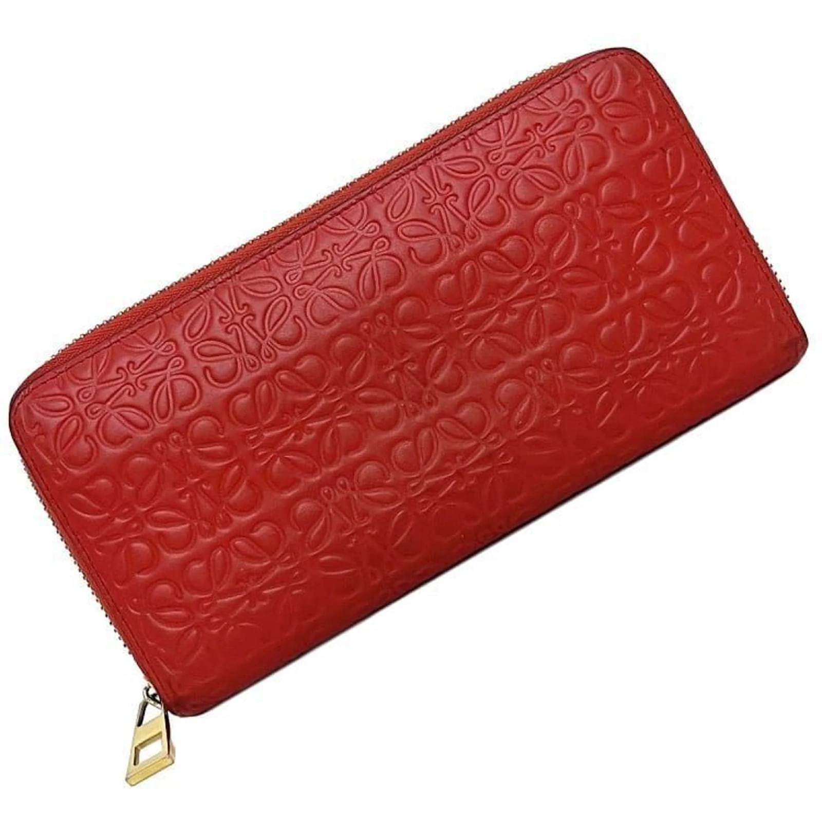 Loewe Round Long Wallet in Red and Gold Golden Leather ref.1853746 ...