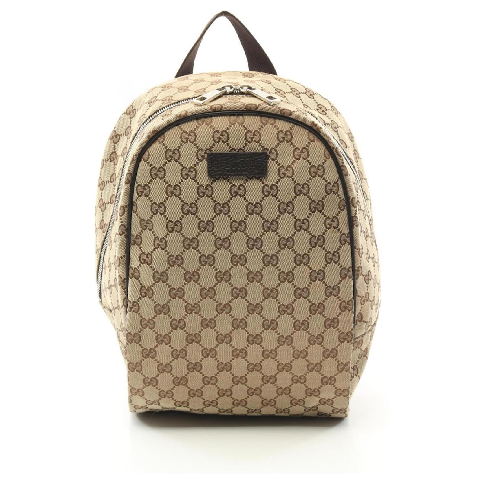 Gucci GG Canvas Rucksack Backpack Brown Beige Leather Cloth ref.1857138 ...