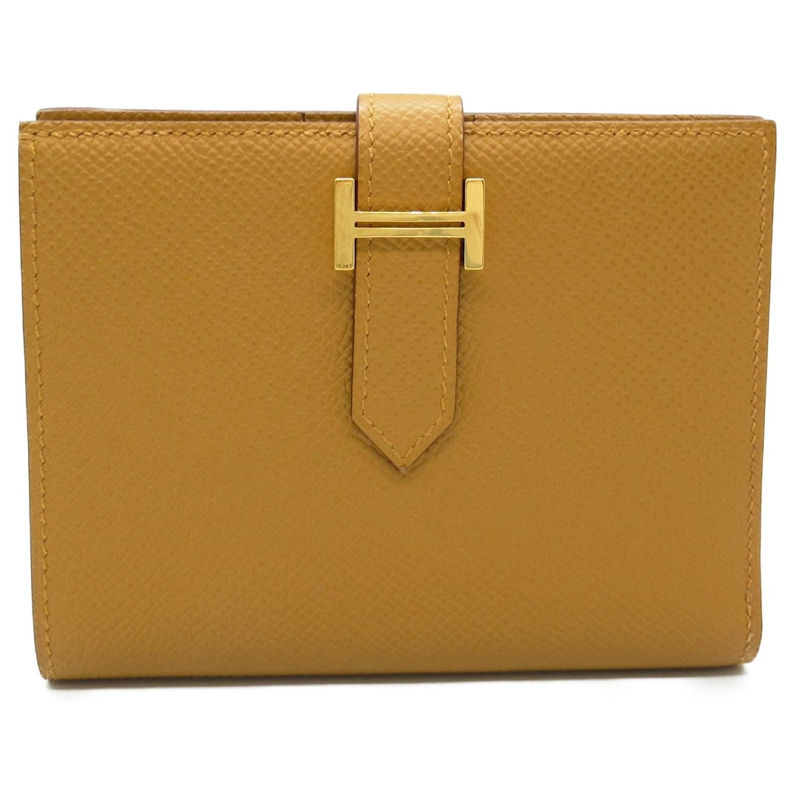 Hermès Hermes Bearn Compact Sesame Bi-fold Wallet Yellow Leather ref ...