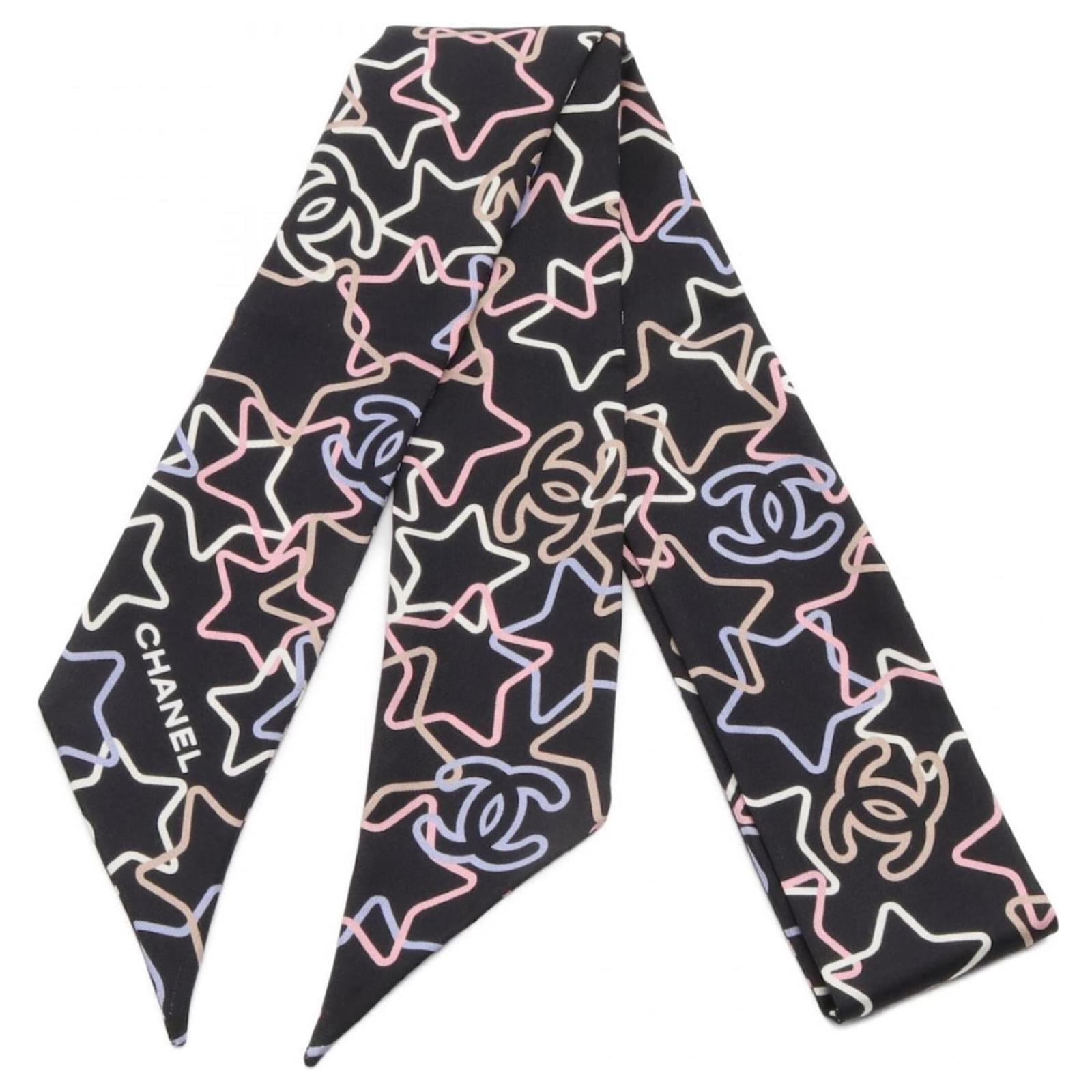 Chanel Coco Mark Silk Scarf Black Multiple colors ref.1857437 - Joli Closet