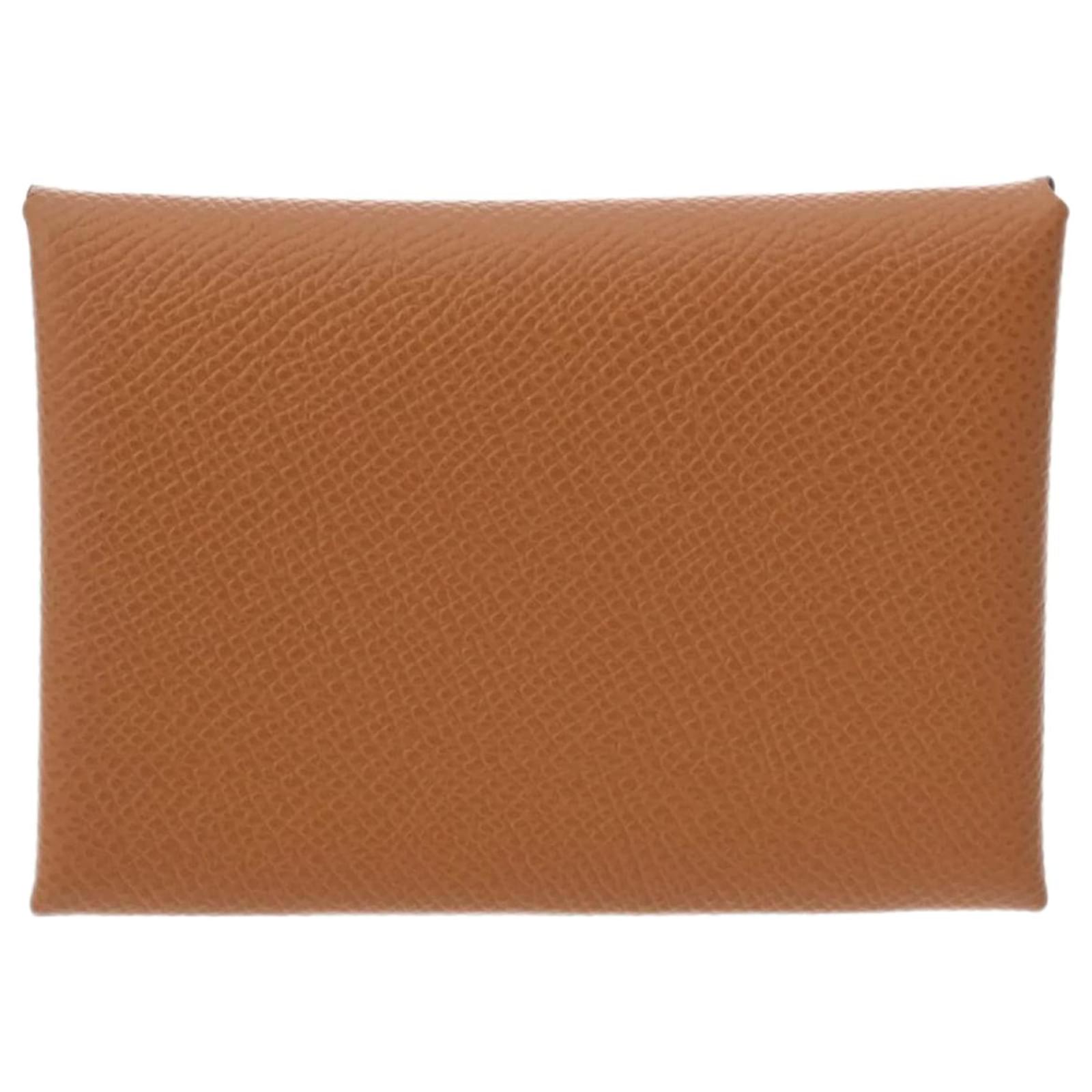 Hermès Hermes Calvi Duo Gold B Stamp Card Case Golden Leather ref ...