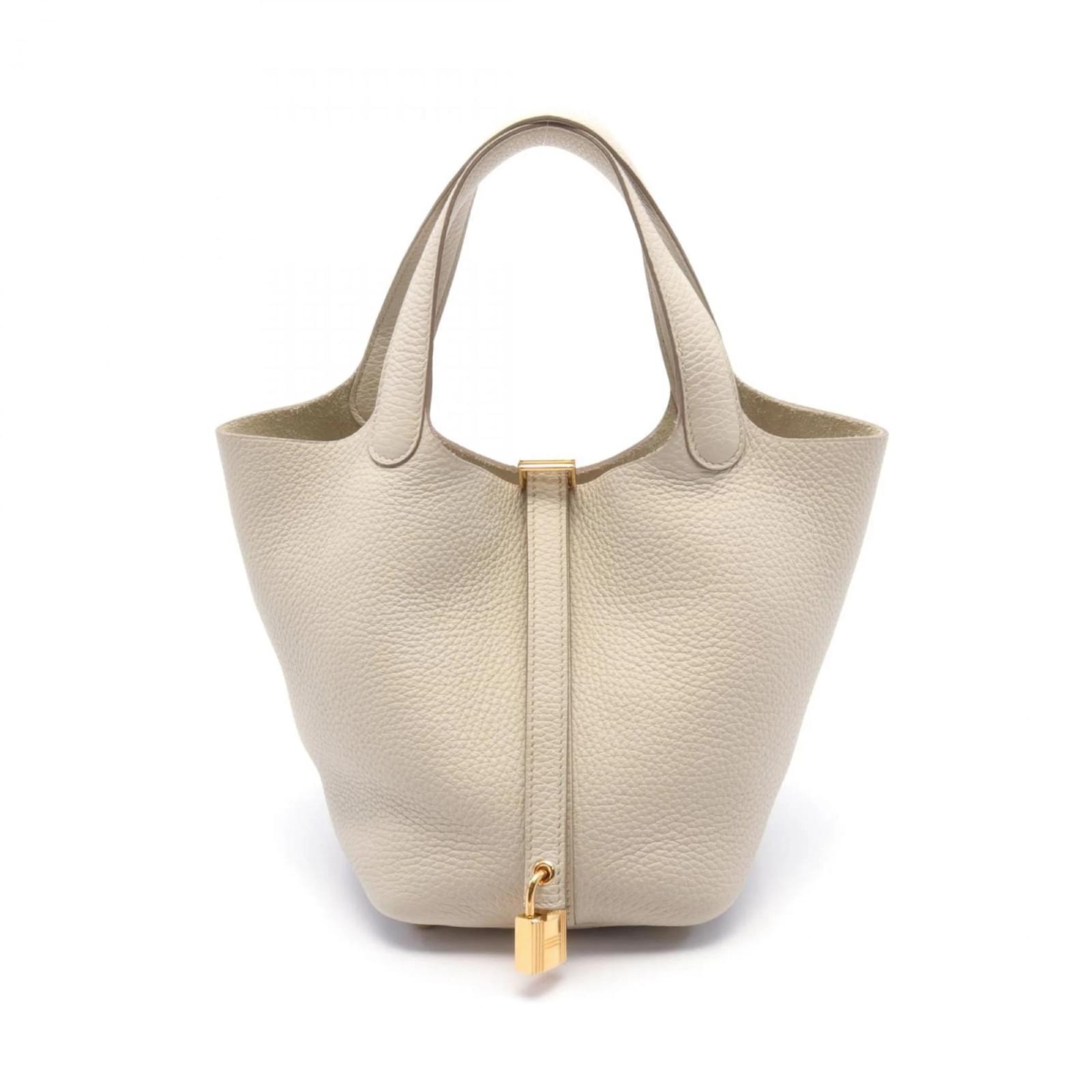 Hermès Hermes Picotin Lock PM Handbag Cream Leather ref.1857830 - Joli ...
