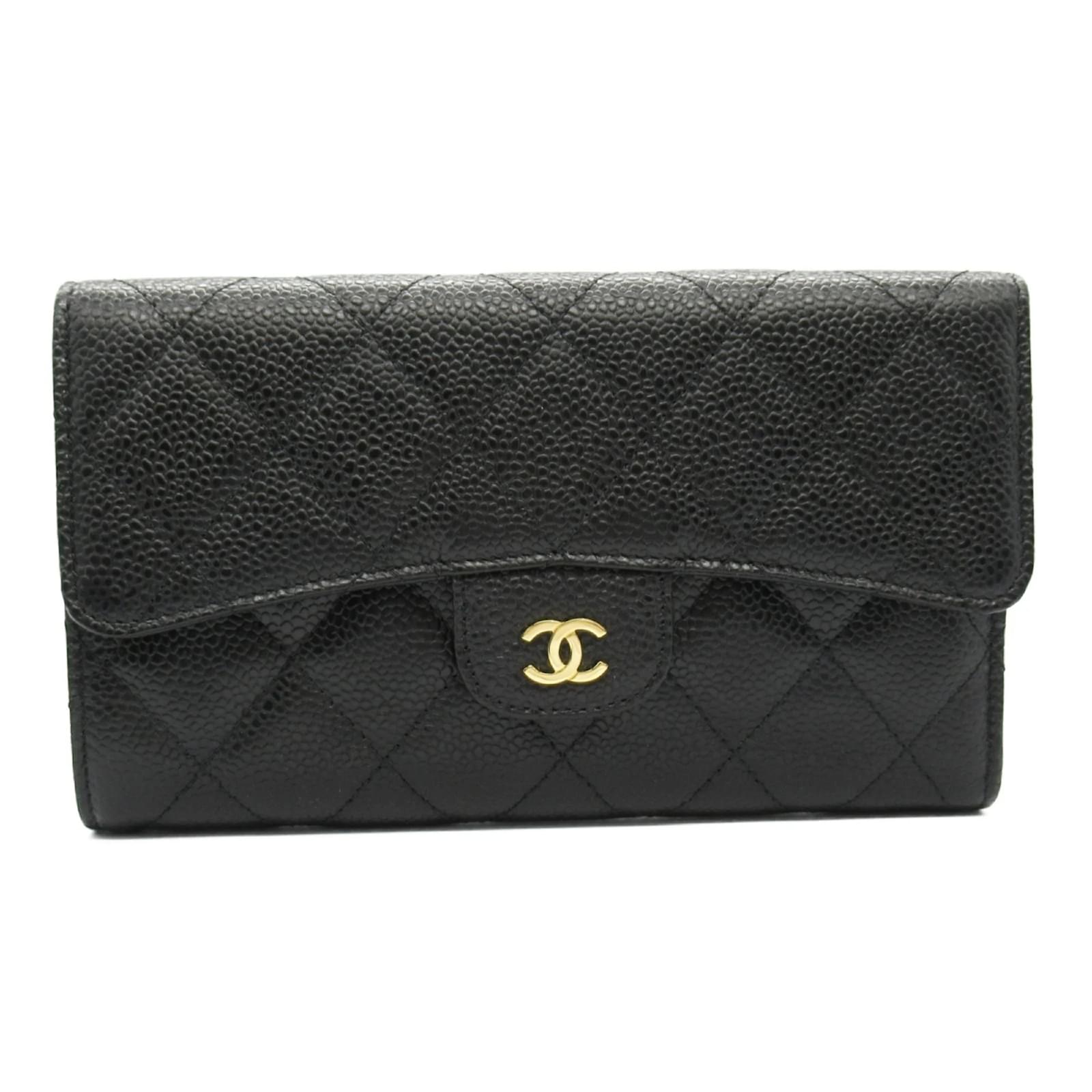 Chanel Matelasse Tri-fold Long Wallet Black Leather ref.1858293 - Joli ...