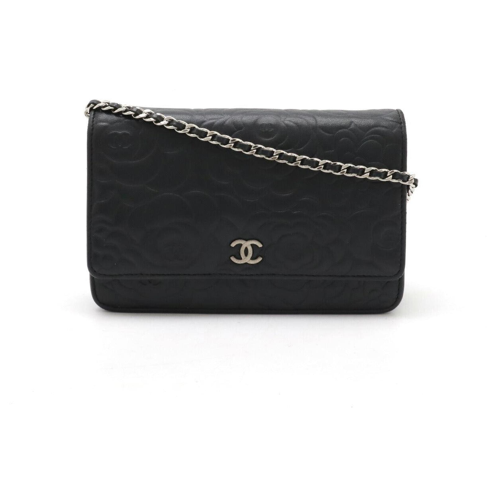 Chanel Camellia Chain Wallet Shoulder Bag Black Leather ref.1859926 ...