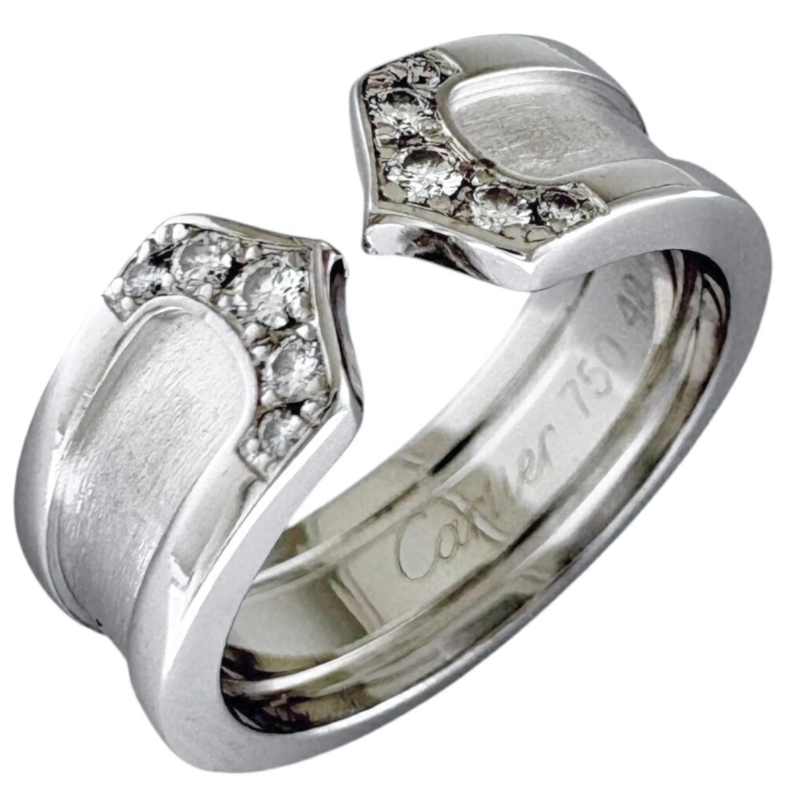 Cartier 2C Band Ring in White Gold Golden ref.1860687 - Joli Closet