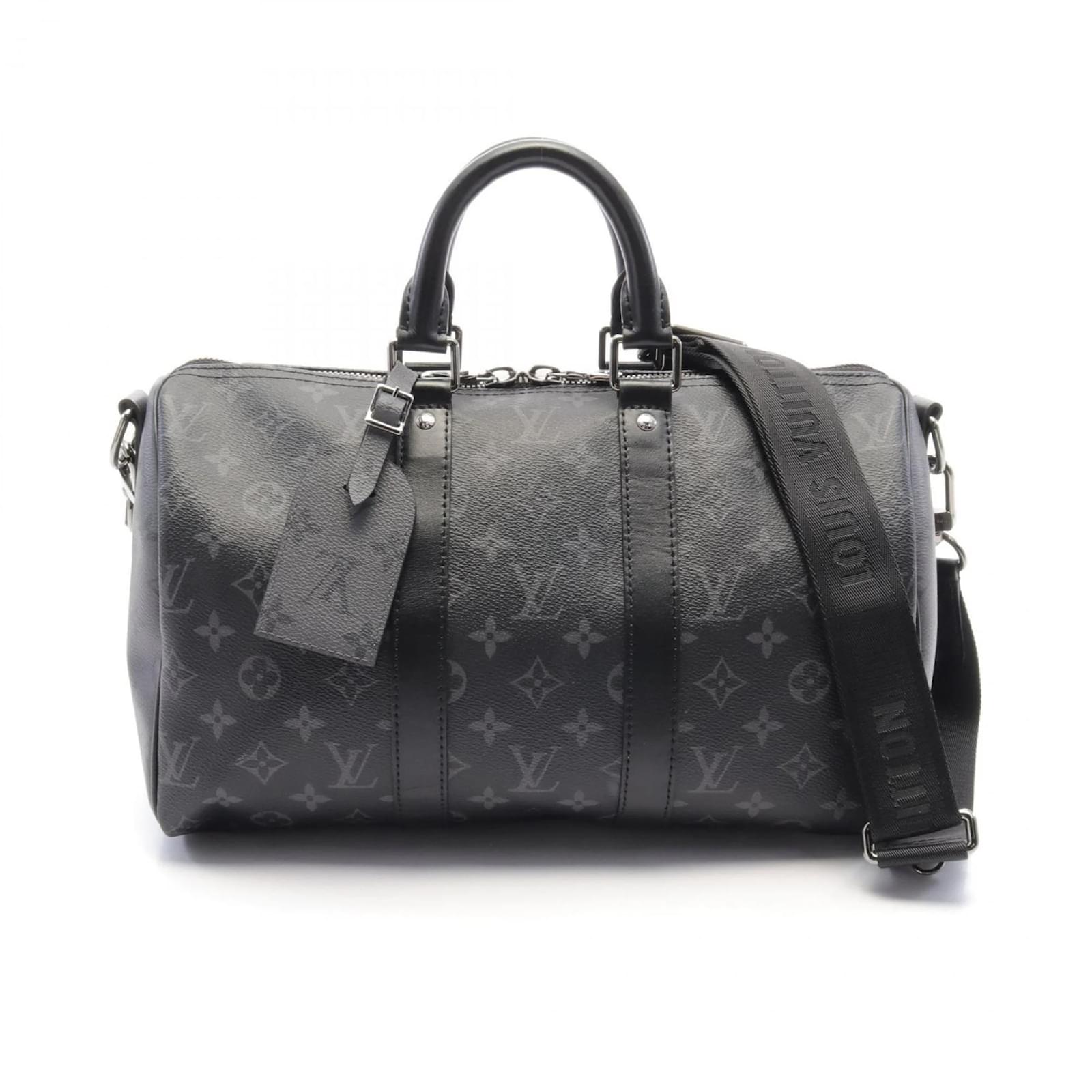 Louis Vuitton Keepall Bandouliere 35 Handbag Black Monogram Cloth ref ...