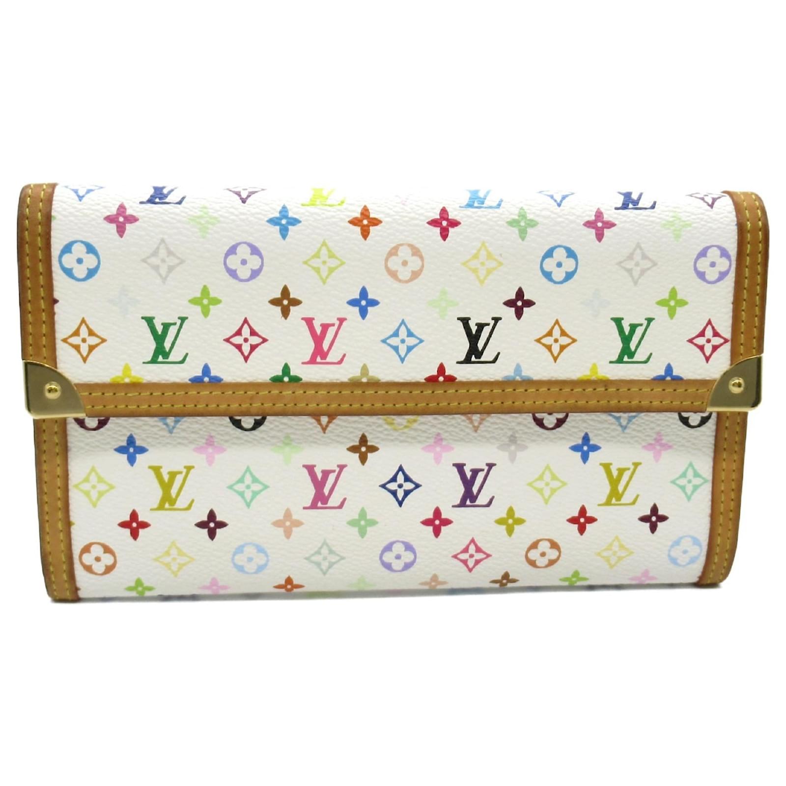 Louis Vuitton Tri-fold Long Wallet White Multiple colors Leather ref ...