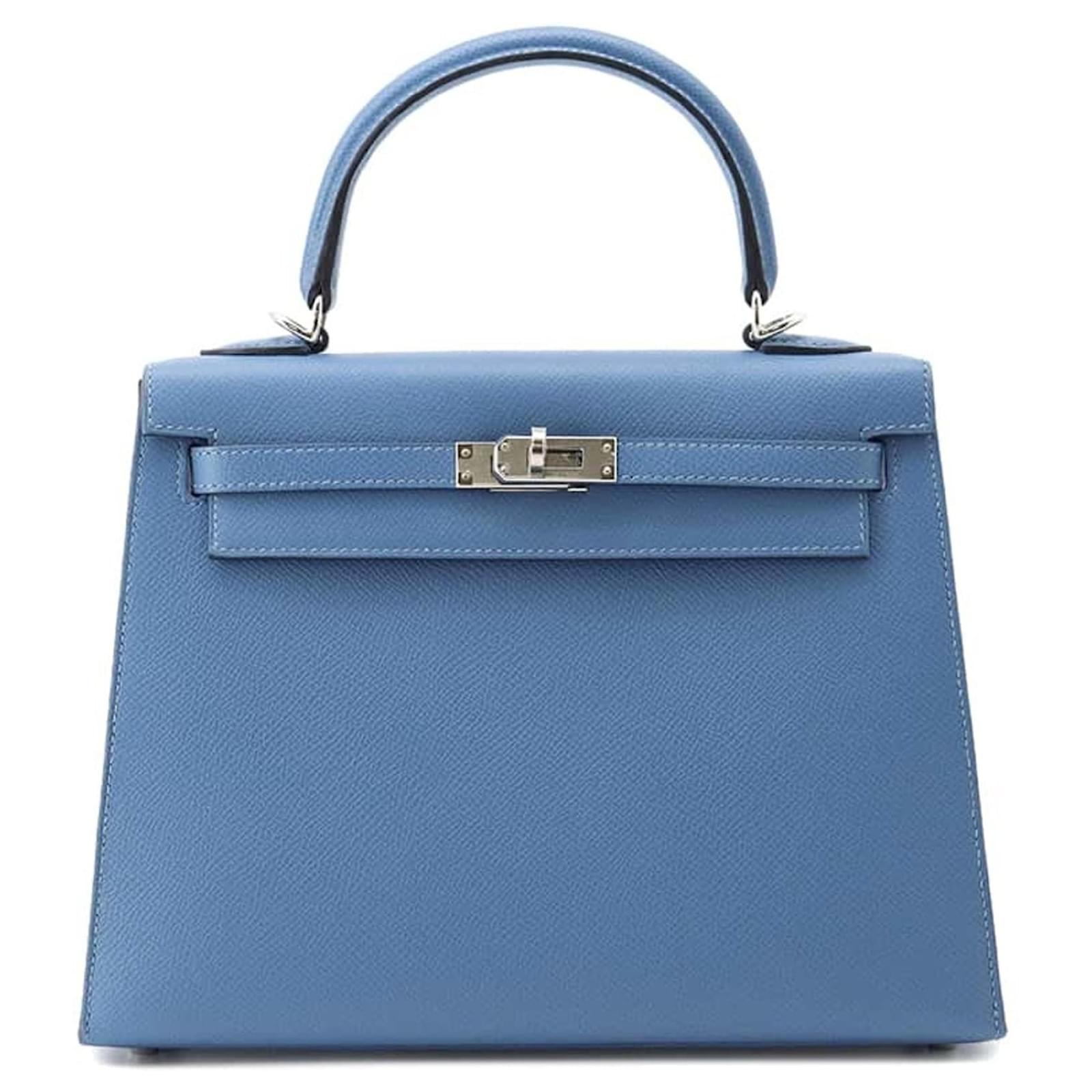 Hermès Hermes Kelly 25 Handbag in Azure Blue Leather ref.1862112 - Joli ...