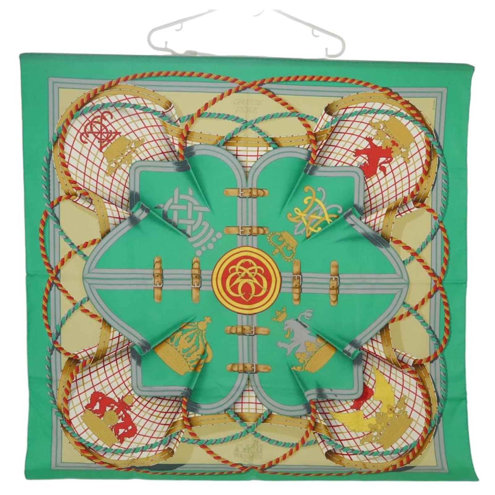 Hermès HERMES Carre90 GRANDE TENUE Scarf Silk Green Auth 101166 ref ...