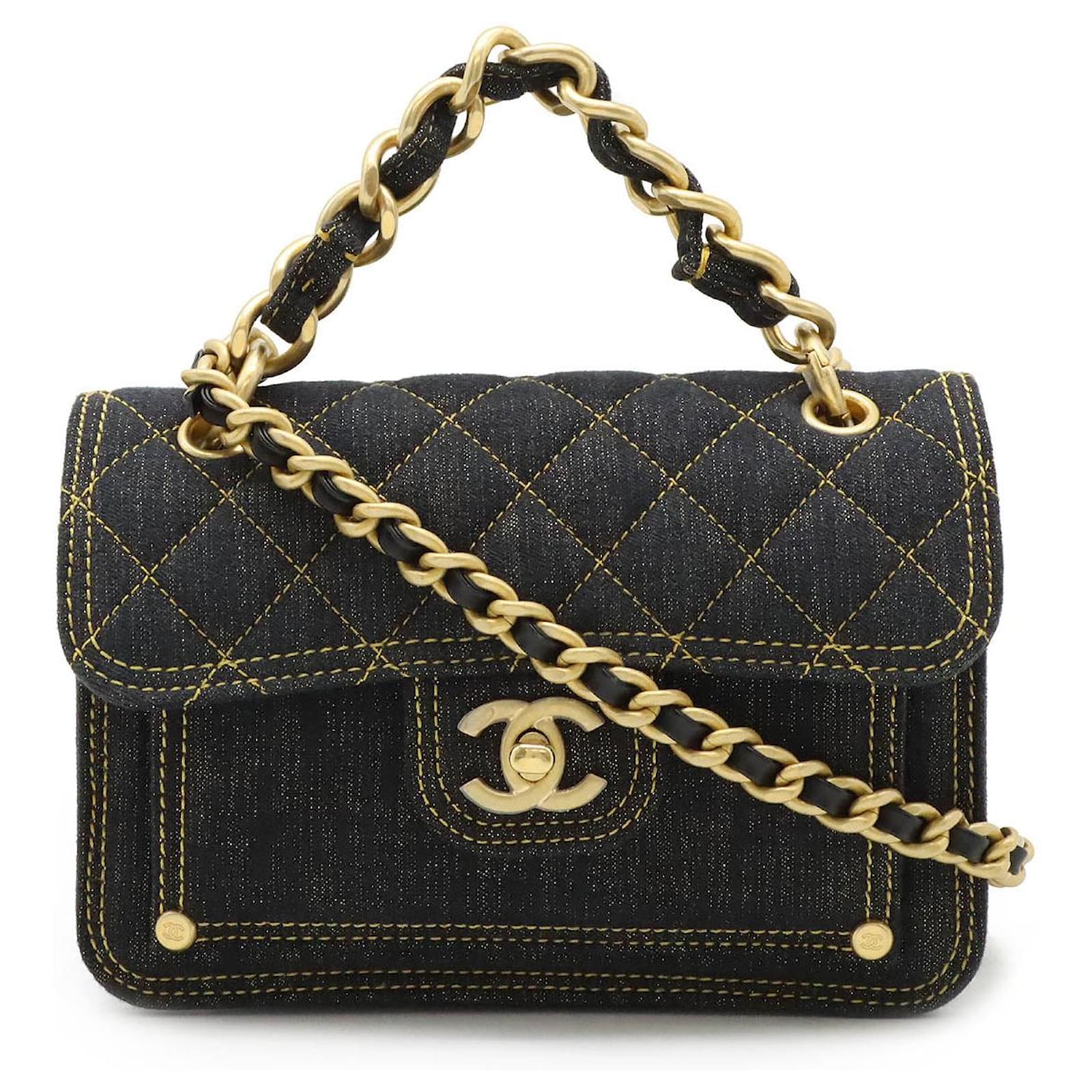 Sac à épaule 2 voies Chanel Denim Matelassé Coco Mark AS4051 Toile Bleu ...