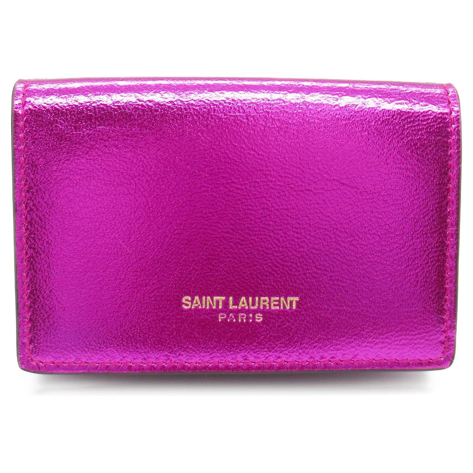 Yves Saint Laurent Leather Trifold Wallet Pink ref.1867749 - Joli Closet