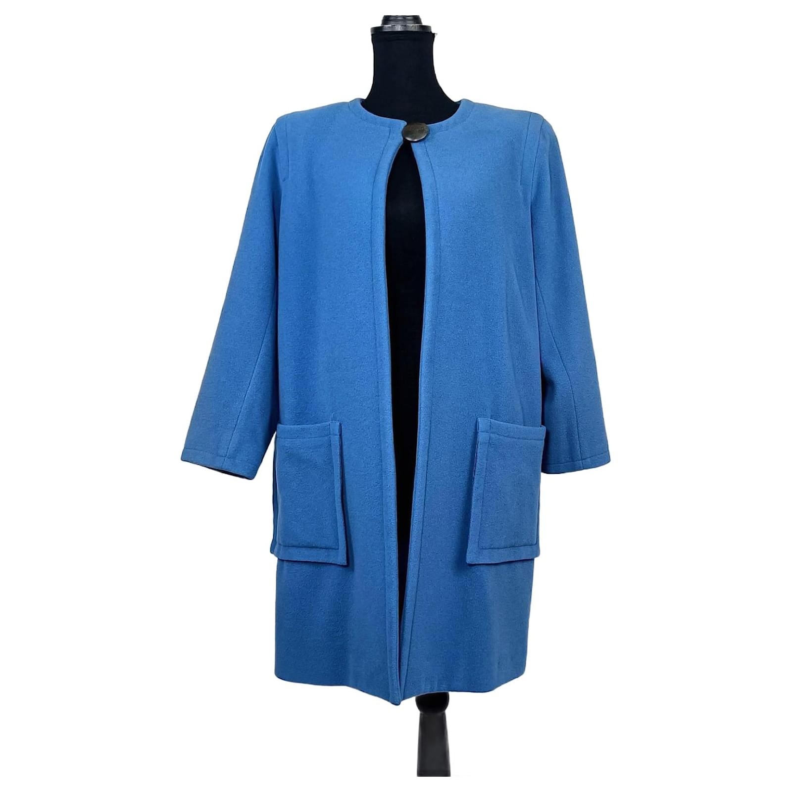 Yves Saint Laurent Vintage YSL blue coat 1992 Wool ref.1877027 - Joli ...