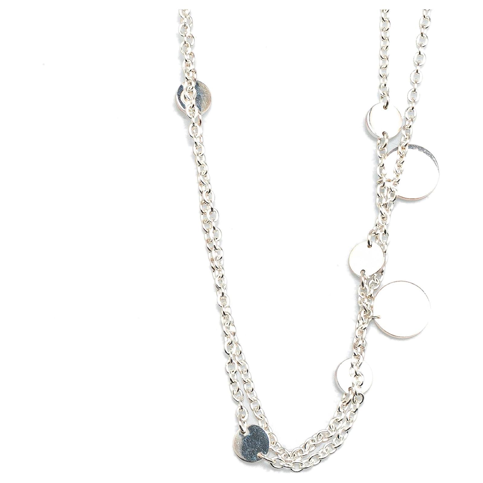 Silver Hermès Sterling Silver Ex-Libris Long Necklace Silvery Yellow ...