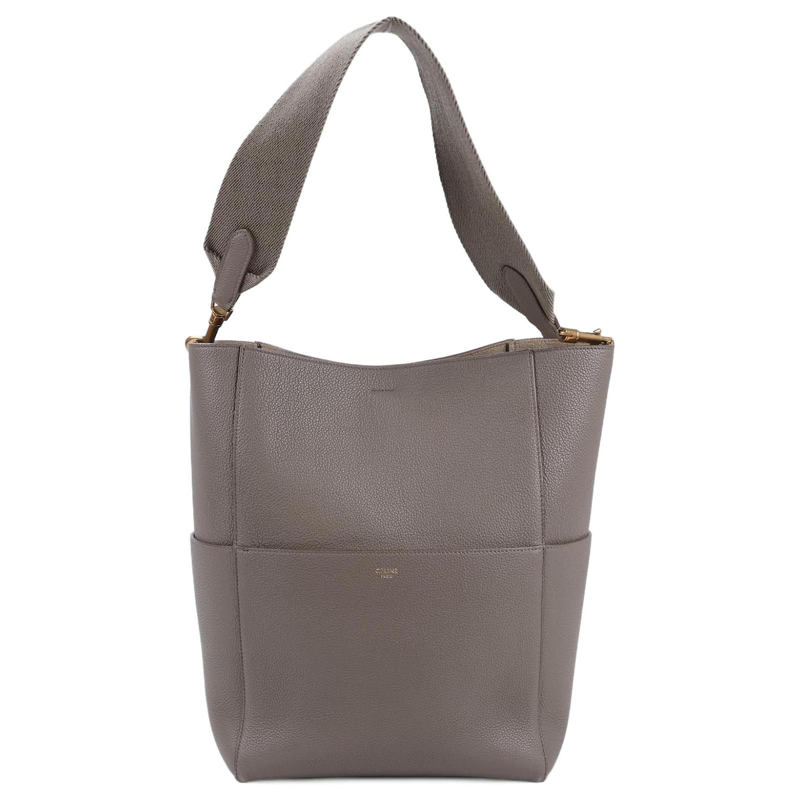 Céline CELINE Seau Sangle LeatherShoulder Bag in Greige Beige ref ...