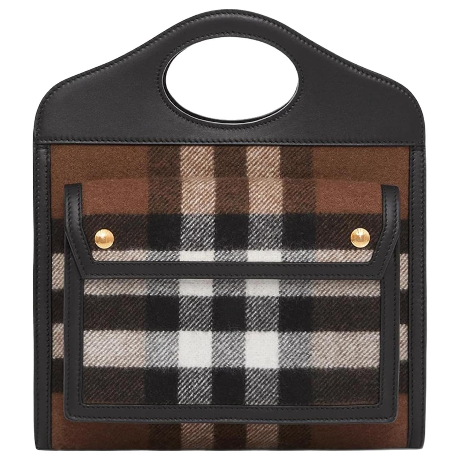 Burberry Mini Check Cashmere Pocket Bag Multiple colors Leather ref ...