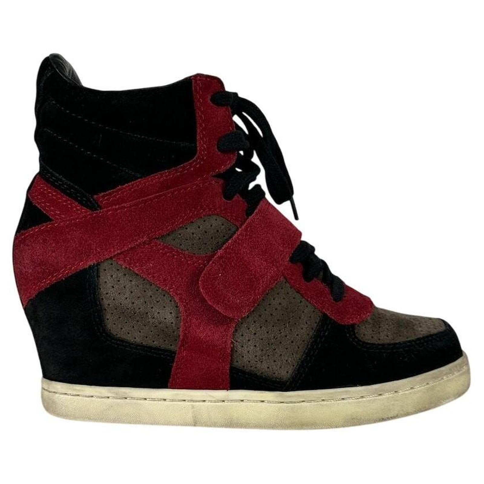 ASH Bowie Red Stone Hidden Wedge Sneakers Black Pink Grey Suede ref ...