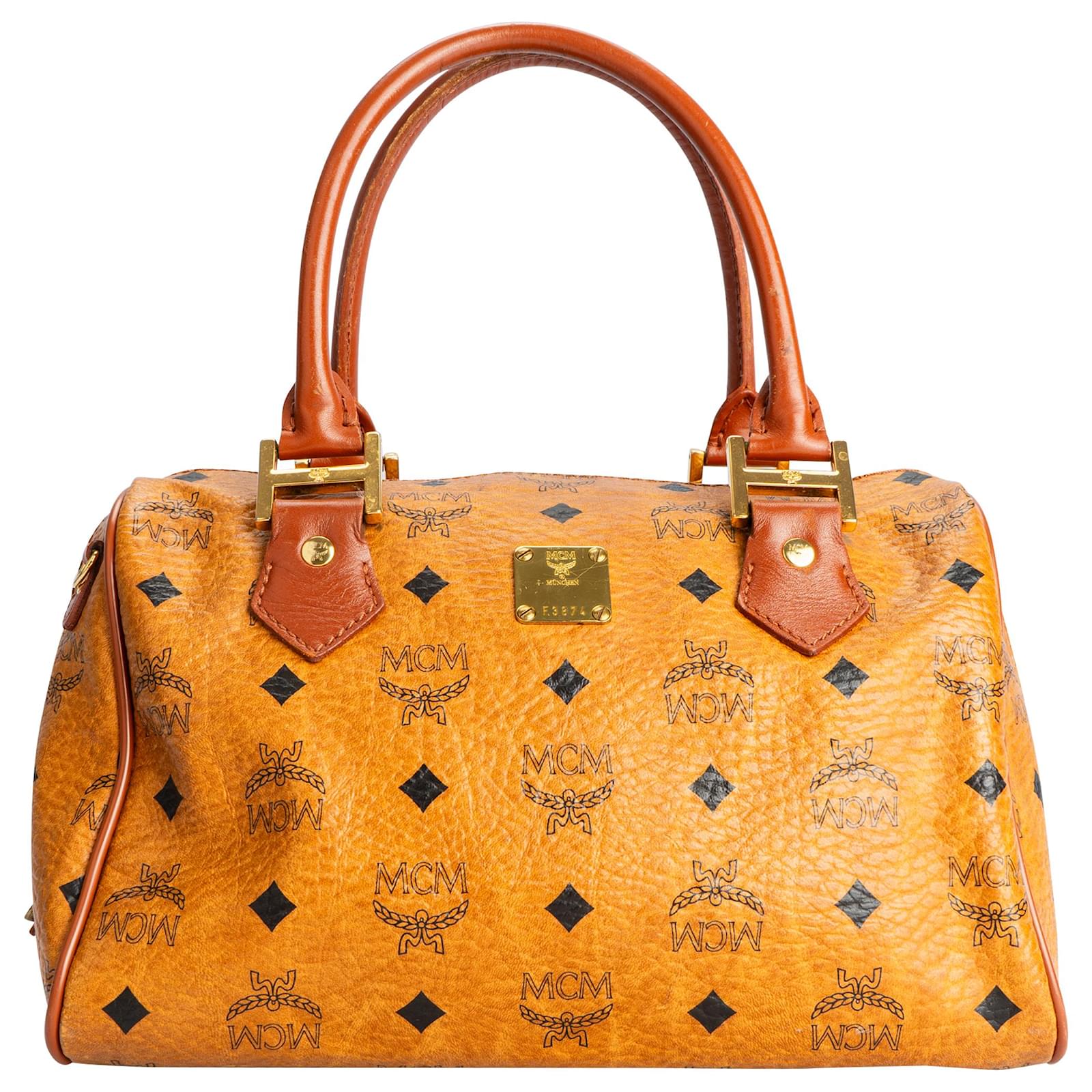 MCM Visetos Monogram Boston Handbag Leather ref.1882546 - Joli Closet