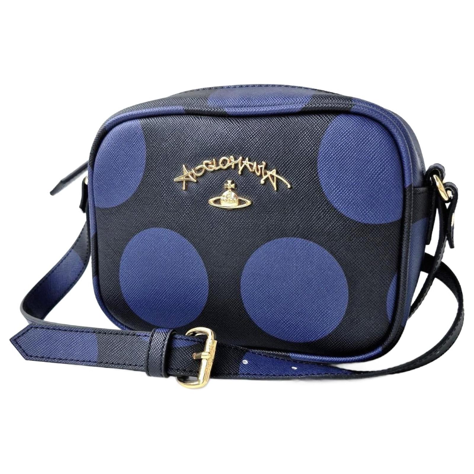 Vivienne Westwood Anglomania Polkadots Black Navy blue Leather ref ...