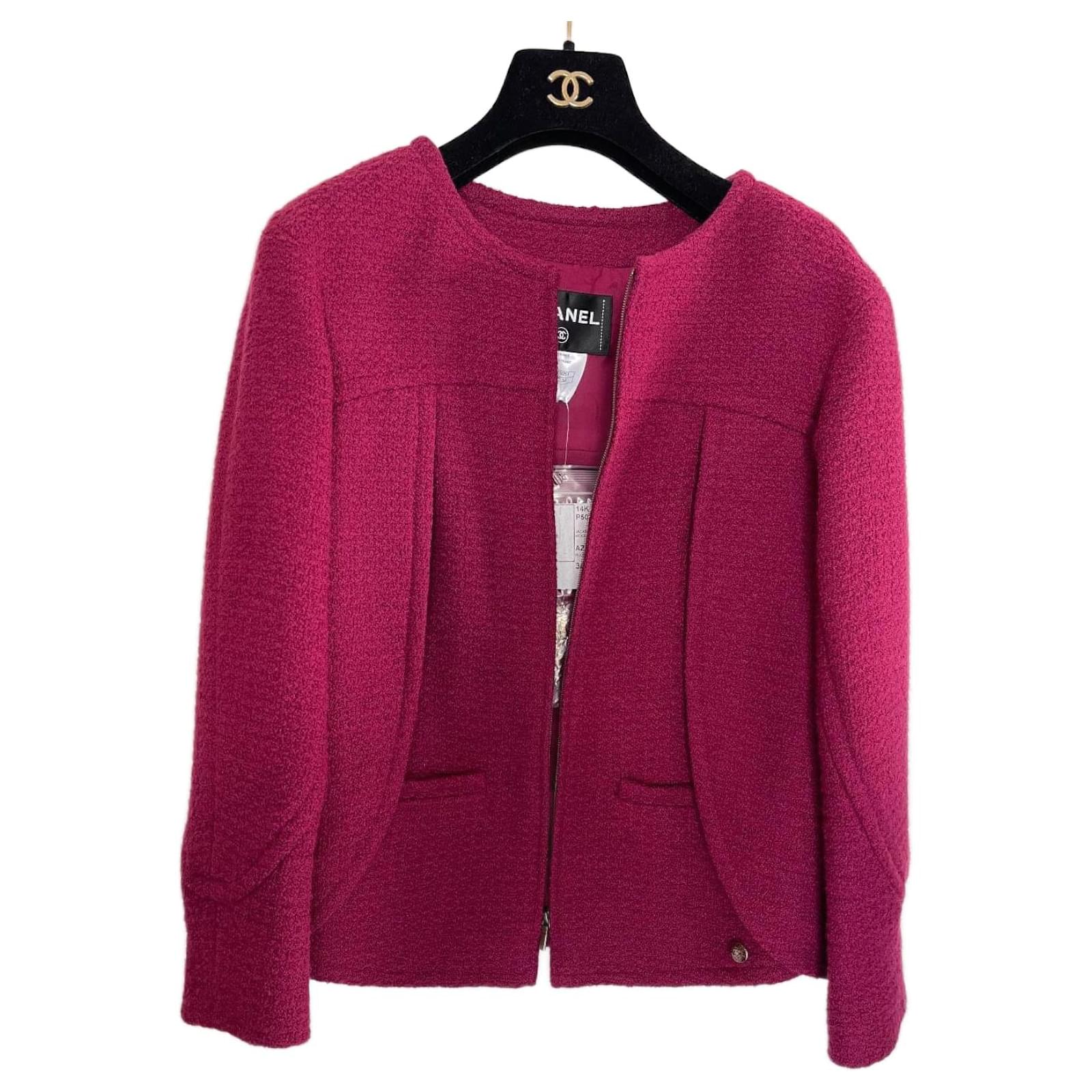 Chanel CC Purple Tweed Jacket Wool ref.1883103 - Joli Closet
