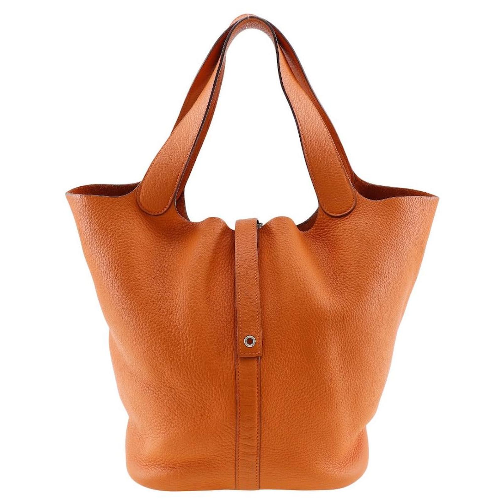 Hermès Hermes Picotin Lock GM Handbag Orange Leather ref.1890557 - Joli ...