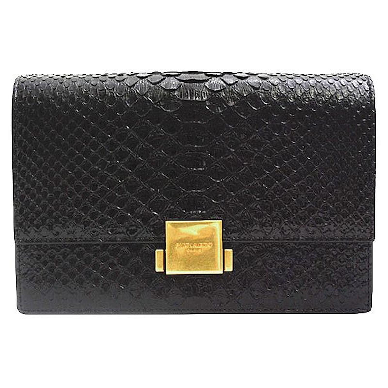Yves Saint Laurent Python Clutch Bag Black Leather ref.1891145 - Joli ...