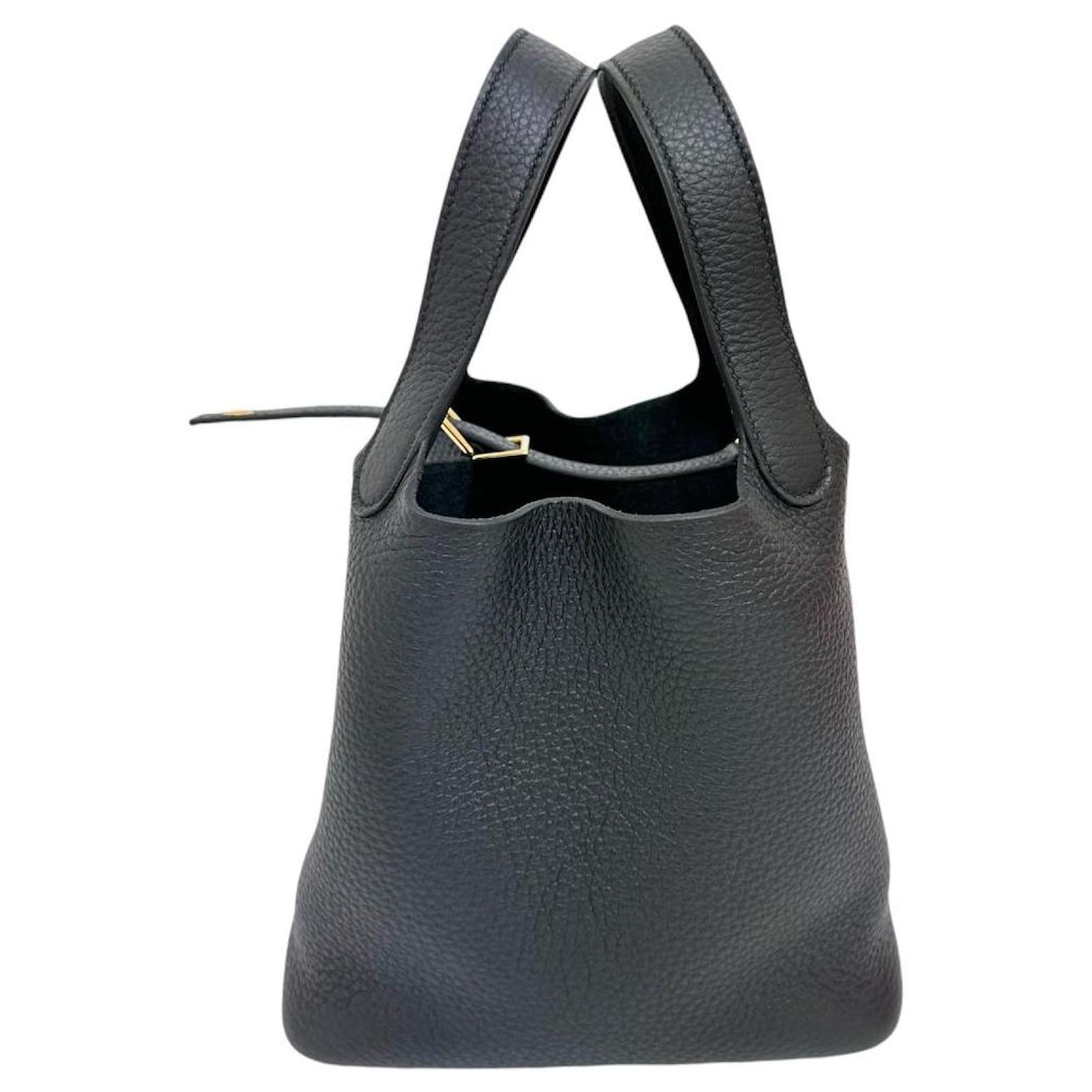 Hermès Hermes Picotin Lock PM Handbag Black Gold Leather ref.1891162 ...