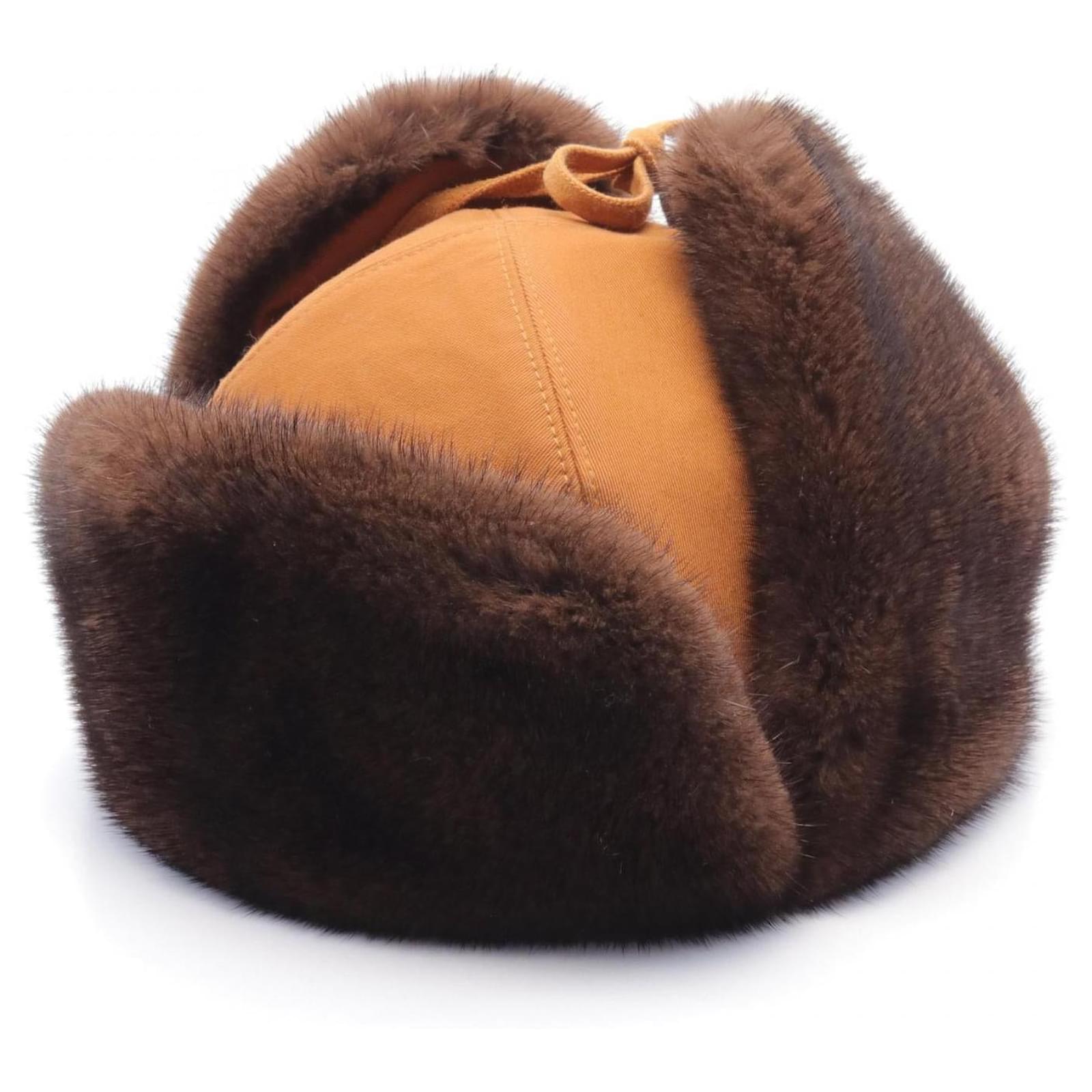 Hermès Hermes Cotton Mink Hat Brown Fur ref.1891741 - Joli Closet